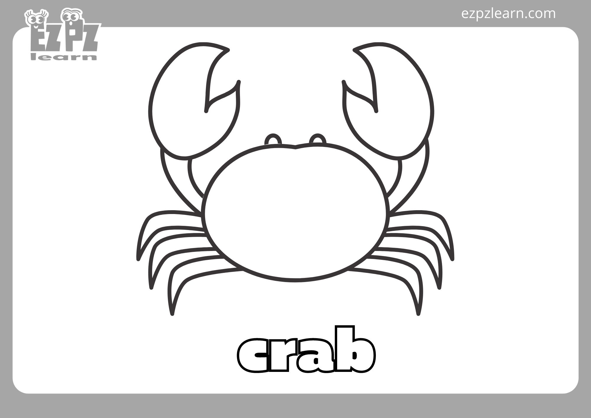 Crab Coloring Page - Ezpzlearn.com