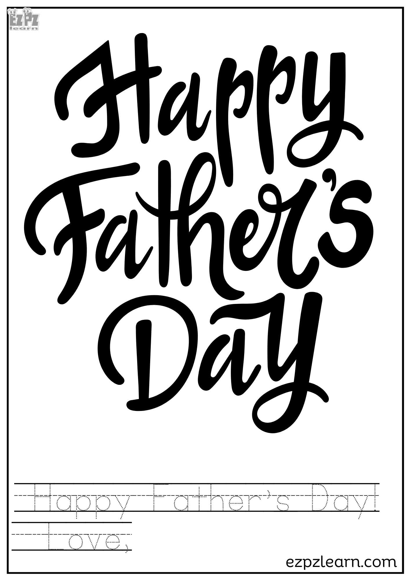 Happy Father's Day Tracing - Ezpzlearn.com