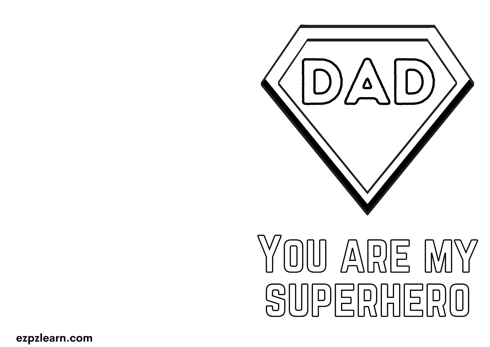 Dad you are my superhero Card for Kids - Ezpzlearn.com