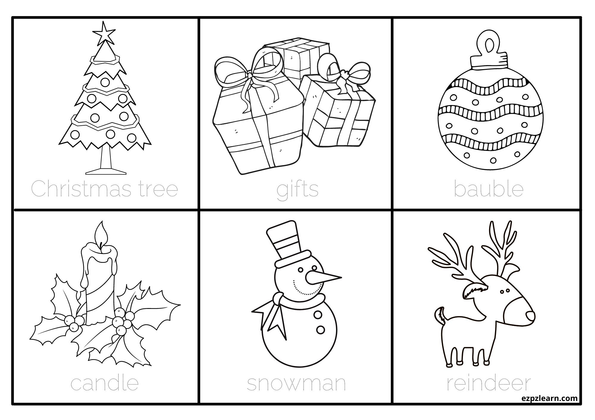 Christmas Holiday Tracing 1 - Ezpzlearn.com