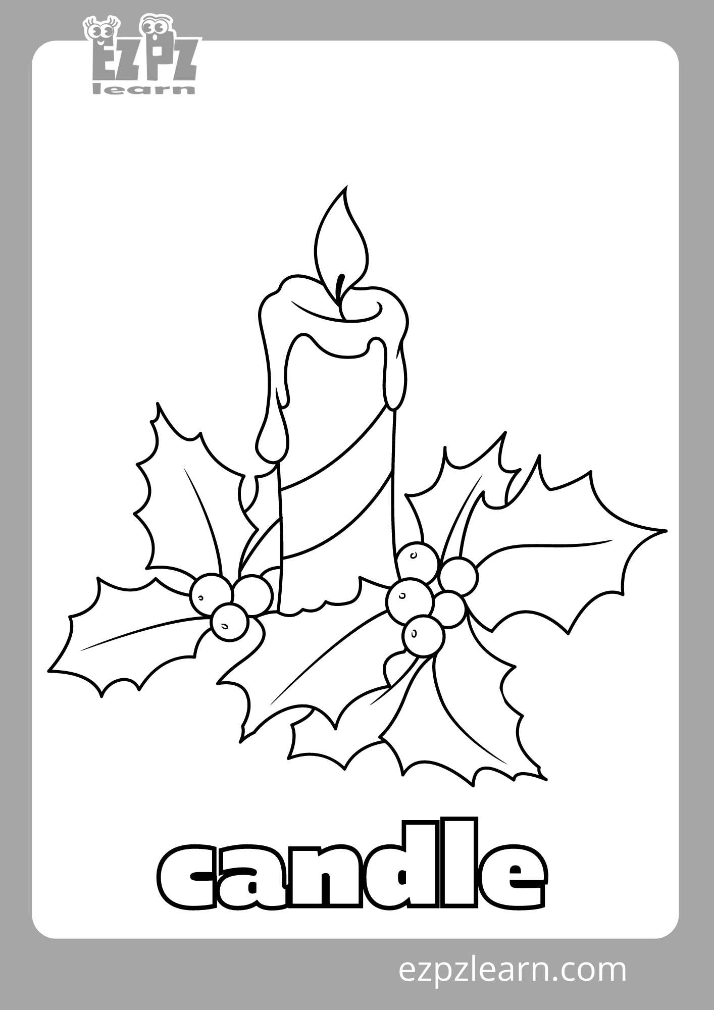 Candle Coloring Page - Ezpzlearn.com