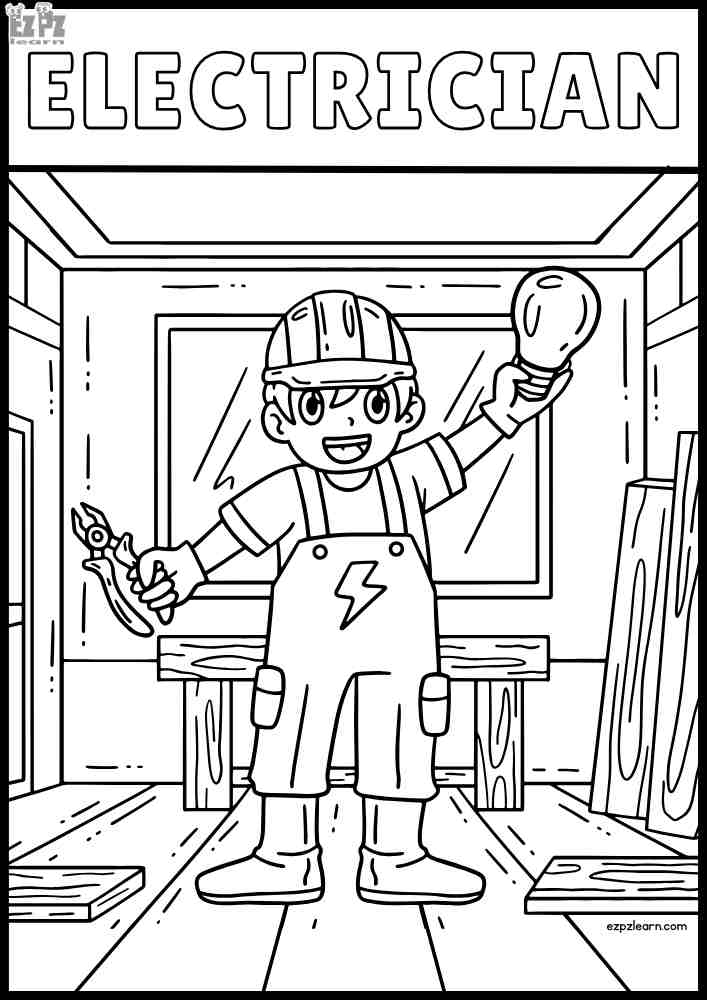 Electrician Job Interactive Coloring Page. Color Online, Download and ...