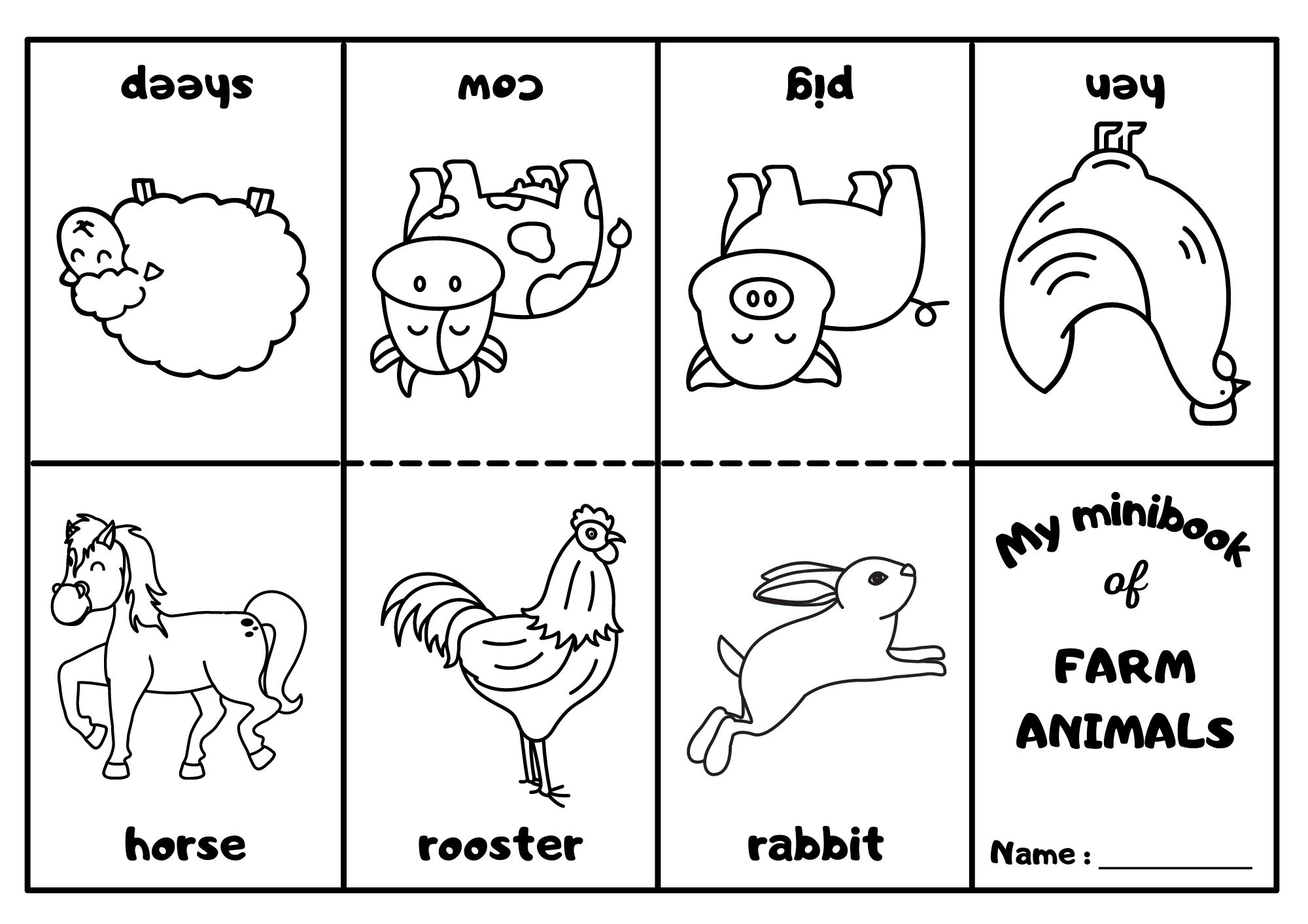 Farm Animals Mini Coloring Book 2 - Ezpzlearn.com