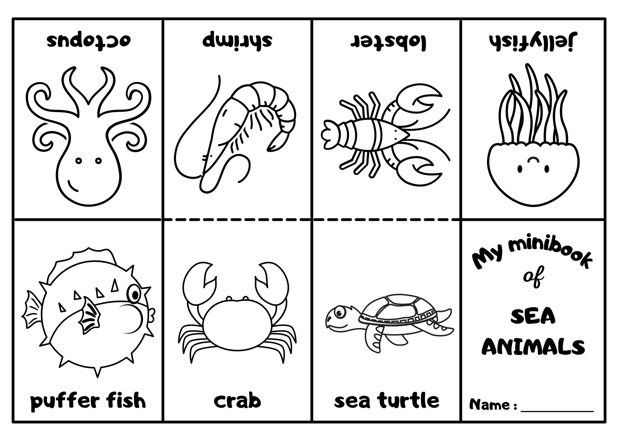 Sea Animals Mini Coloring Book 2 - Ezpzlearn.com