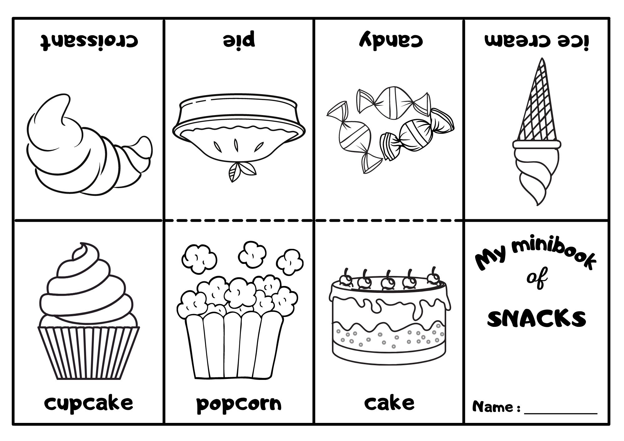 Snacks Mini Coloring Book 2 - Ezpzlearn.com