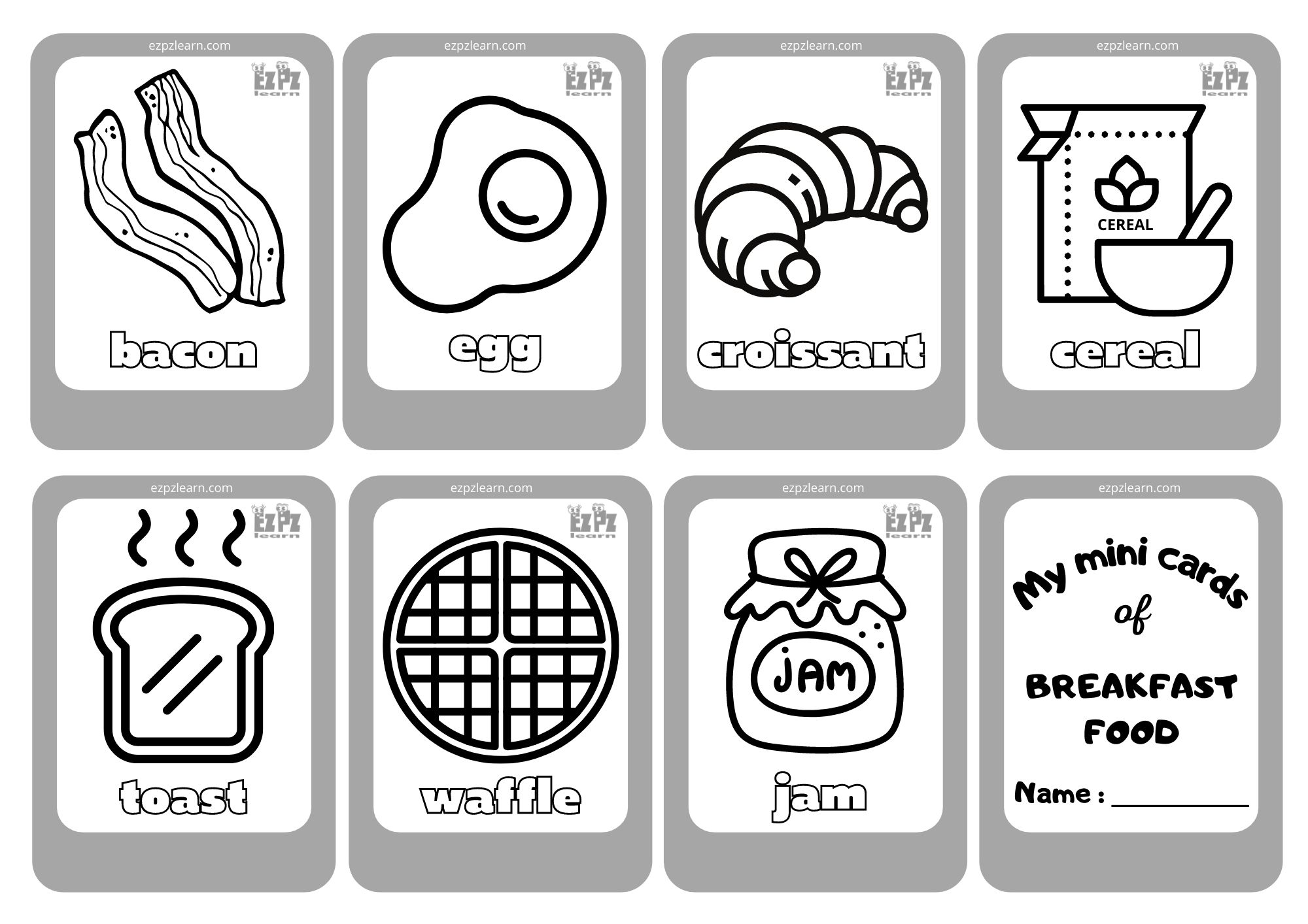 Breakfast Food - Ezpzlearn.com