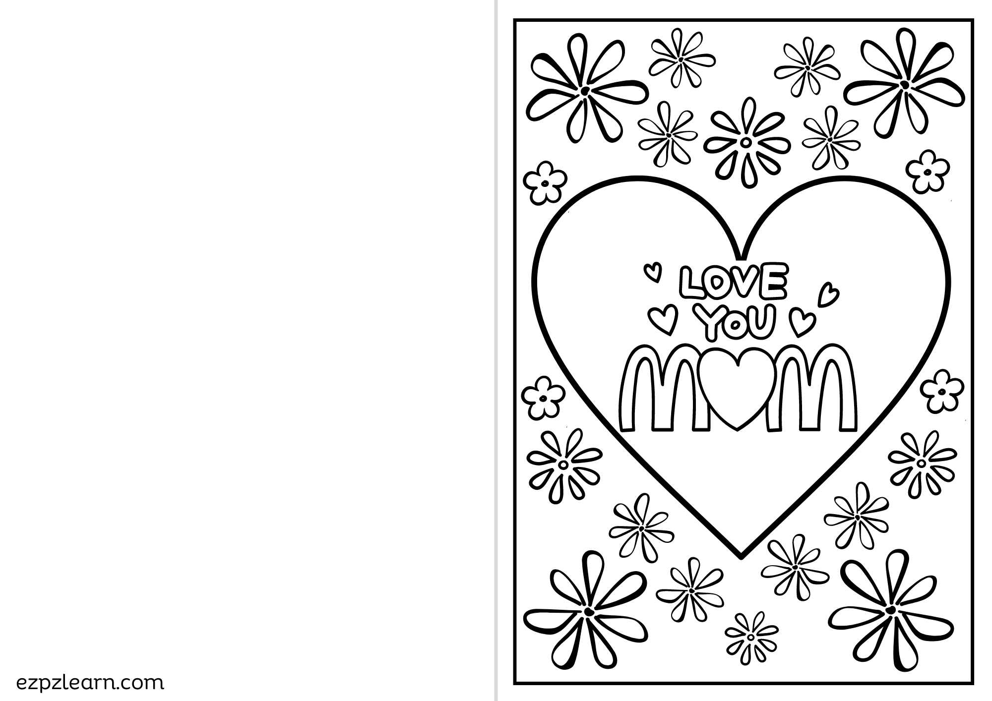 Love You Mom Mother's Day Card - Ezpzlearn.com