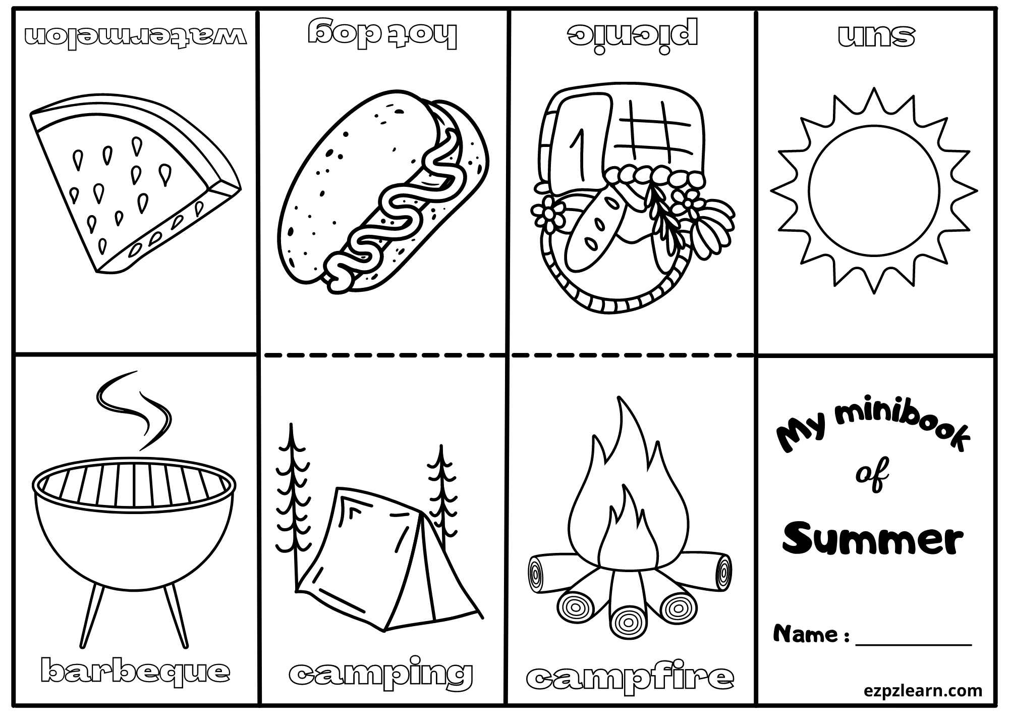 Summer mini coloring book 2 Free PDF Download - Ezpzlearn.com
