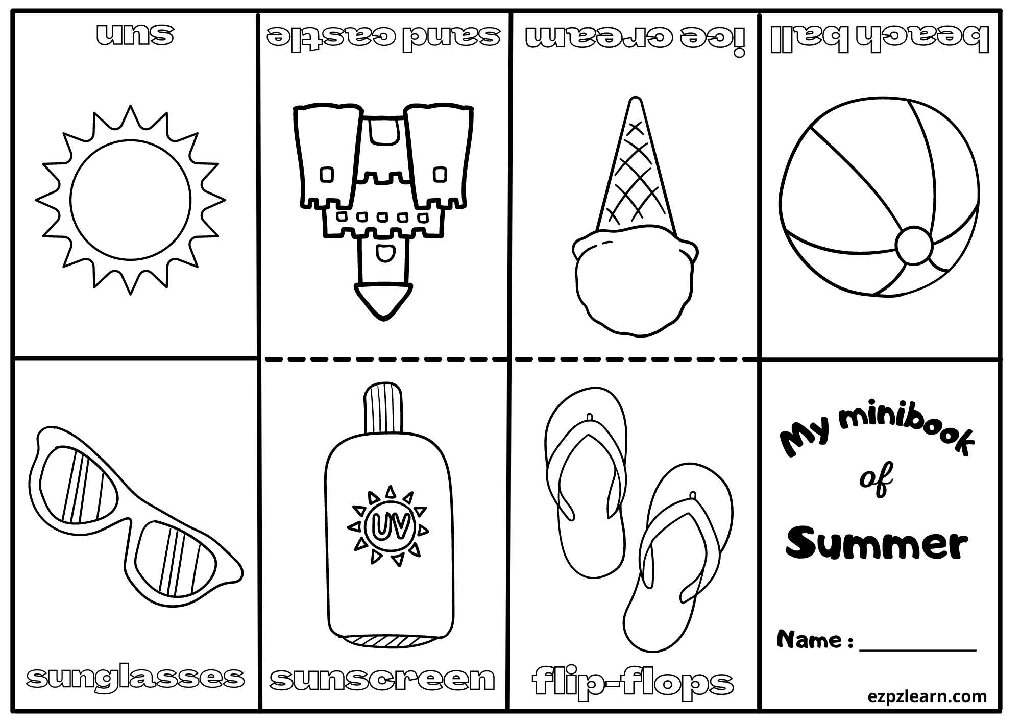 Summer mini coloring book 1 Free PDF Download - Ezpzlearn.com