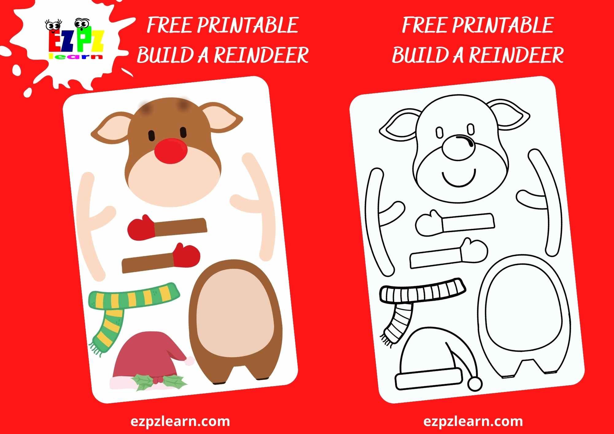 Build a Reindeer - Ezpzlearn.com