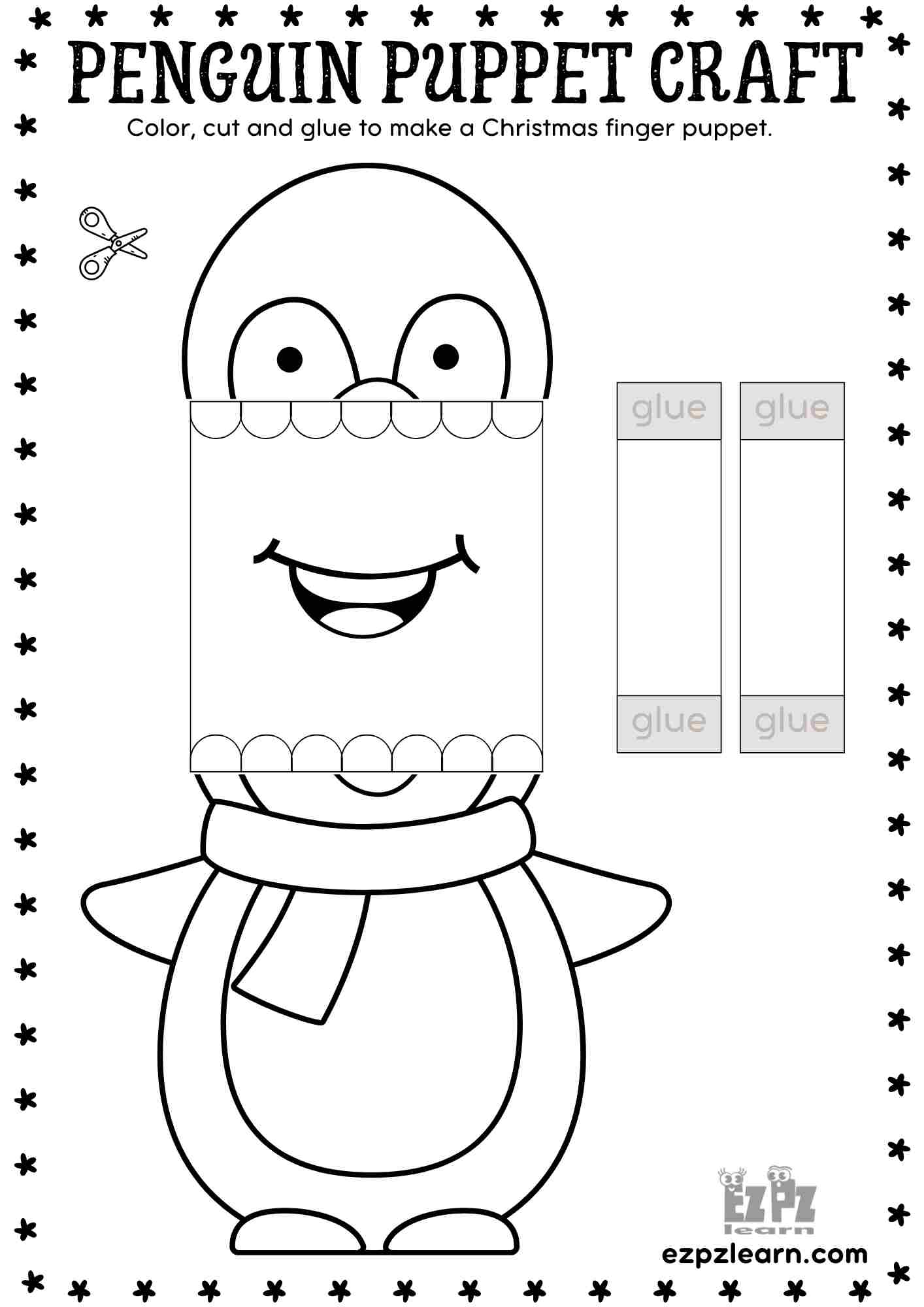 Printable Paper Penguin Christmas Puppet - Festive DIY Craft for Kids ...