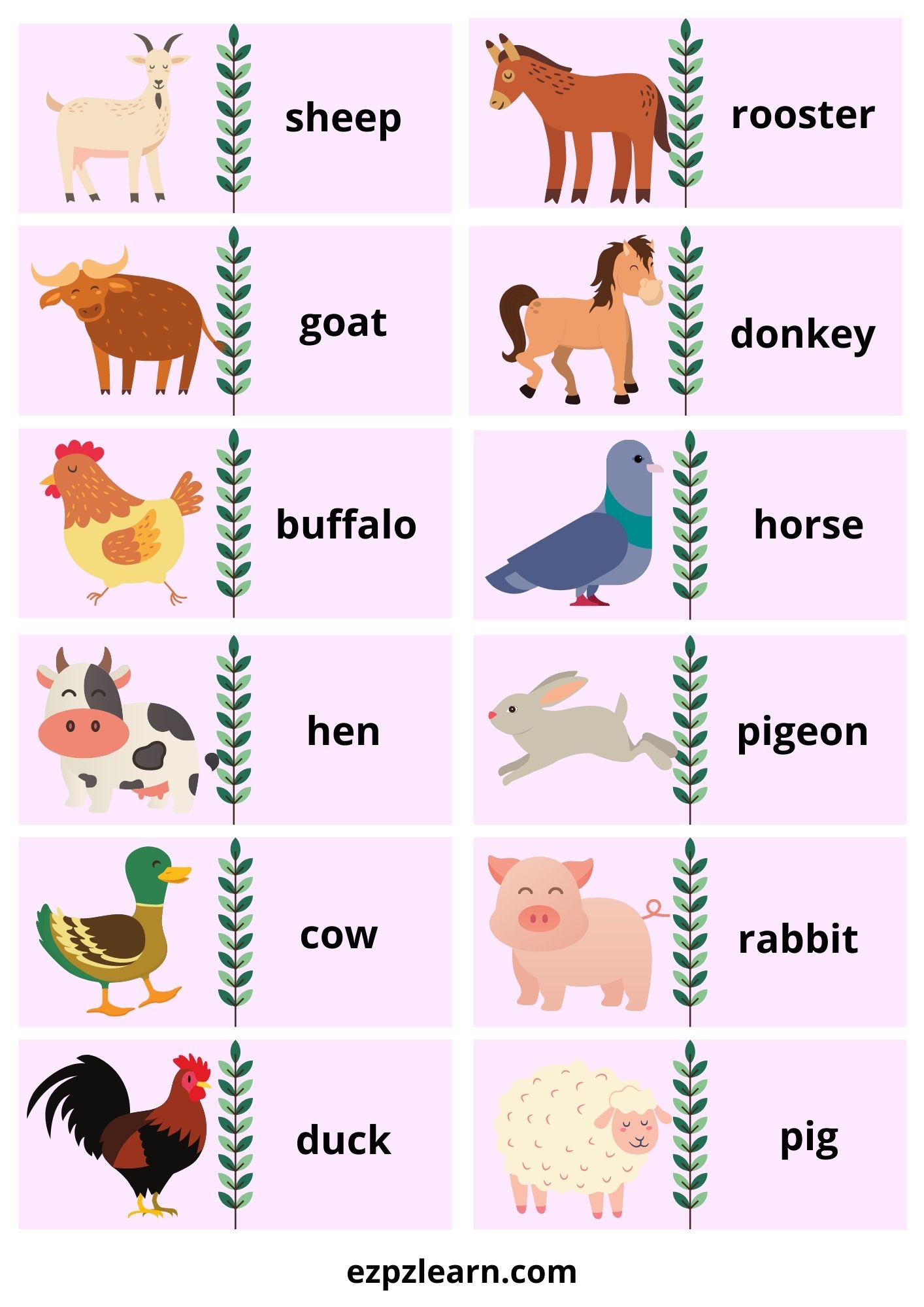 Farm Animals - Ezpzlearn.com
