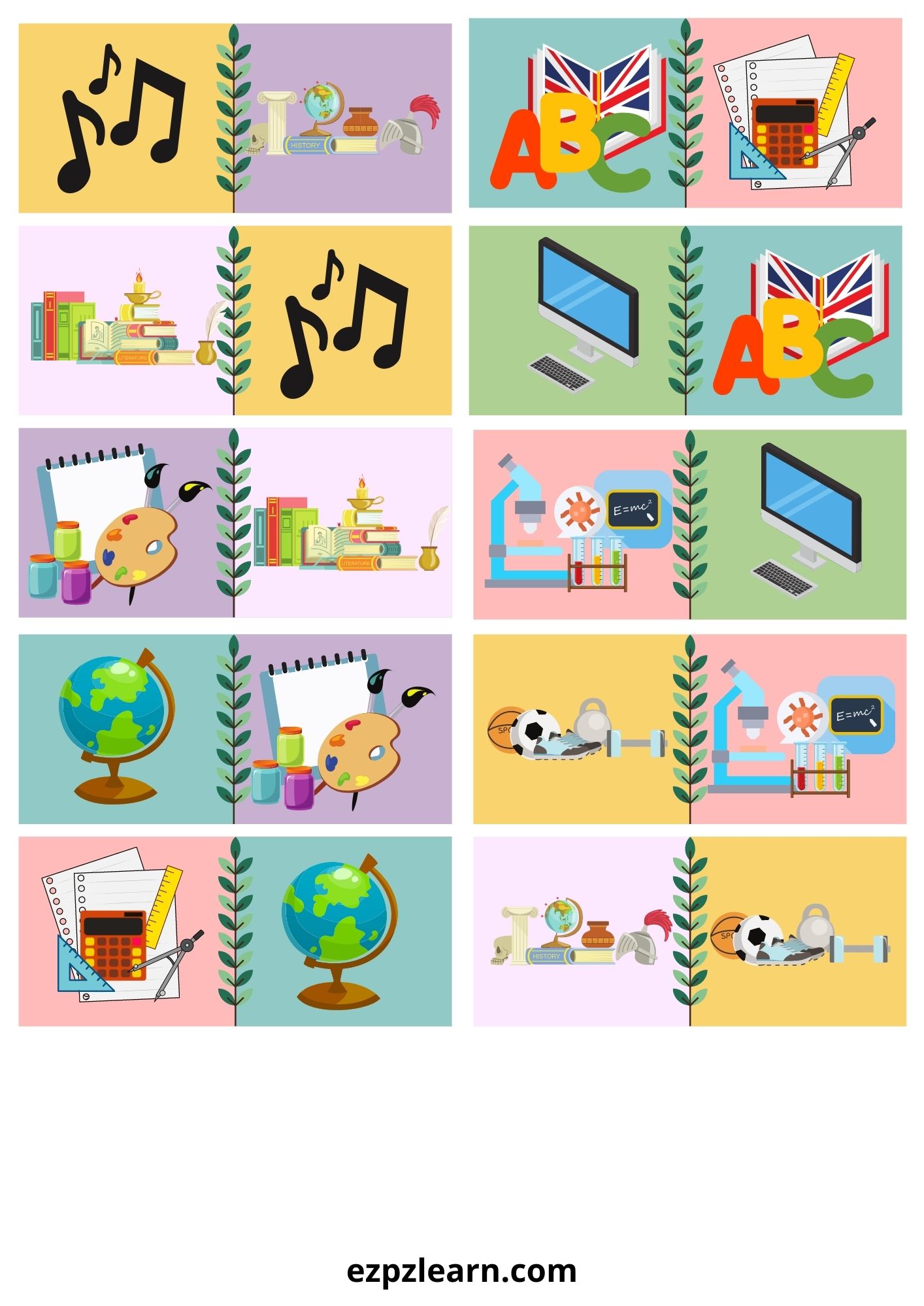 Subjects School - Ezpzlearn.com