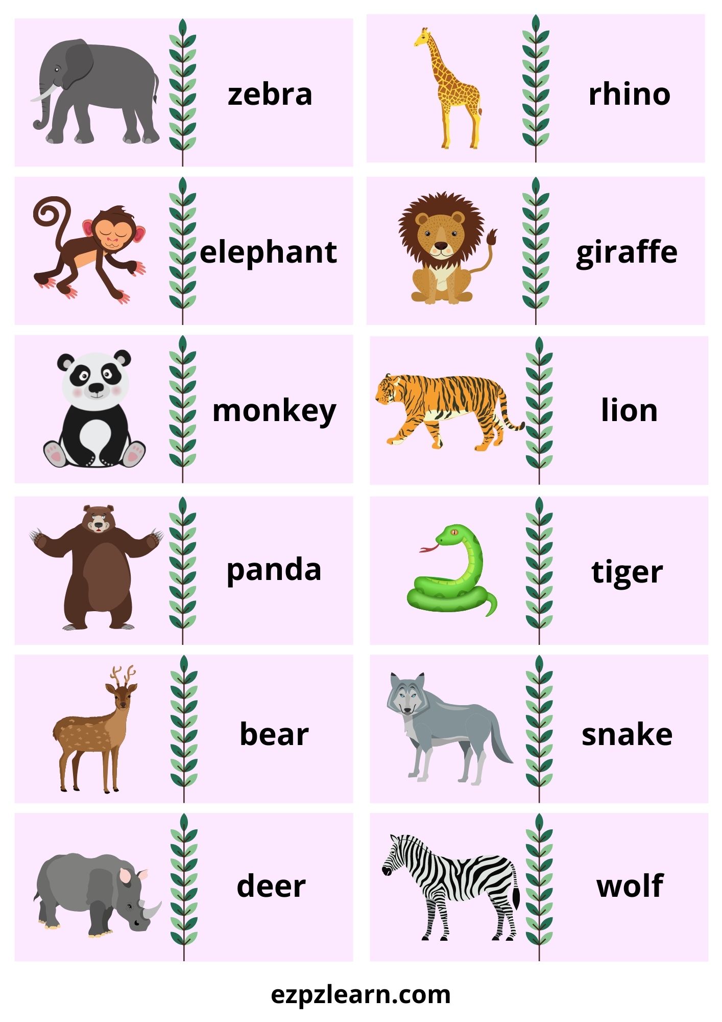 Wild Animals - Ezpzlearn.com
