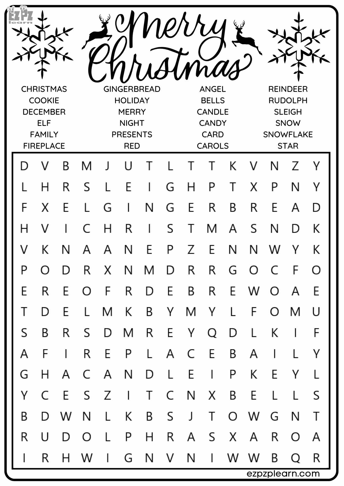 Christmas Vocabulary Word Search Activity 24 Words Great for ESL ...
