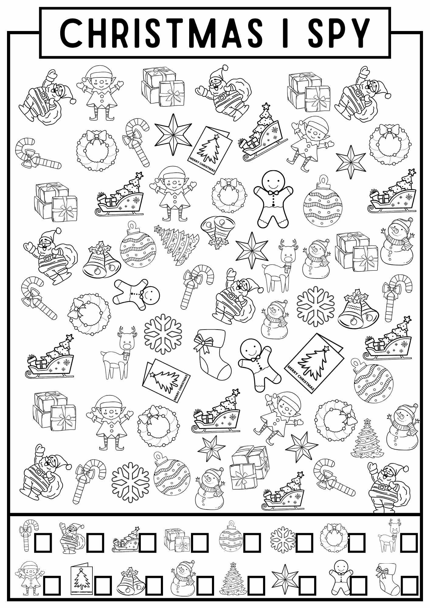 Christmas Holiday Vocabulary Word I Spy Activity For Kindergarten ...