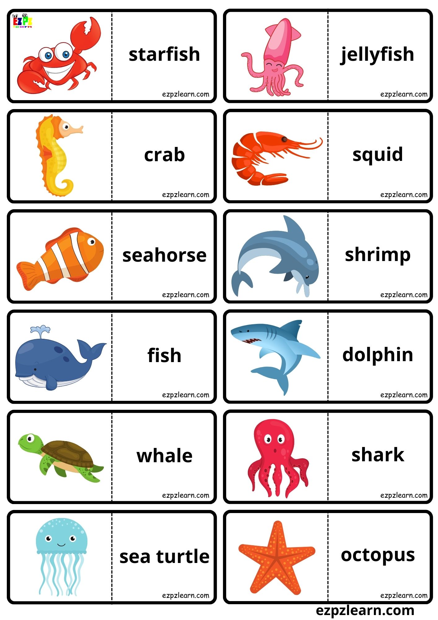 Sea Creatures - Ezpzlearn.com