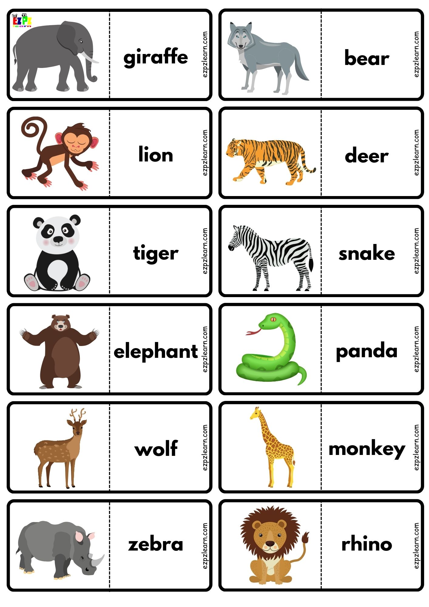 Wild Animals - Ezpzlearn.com