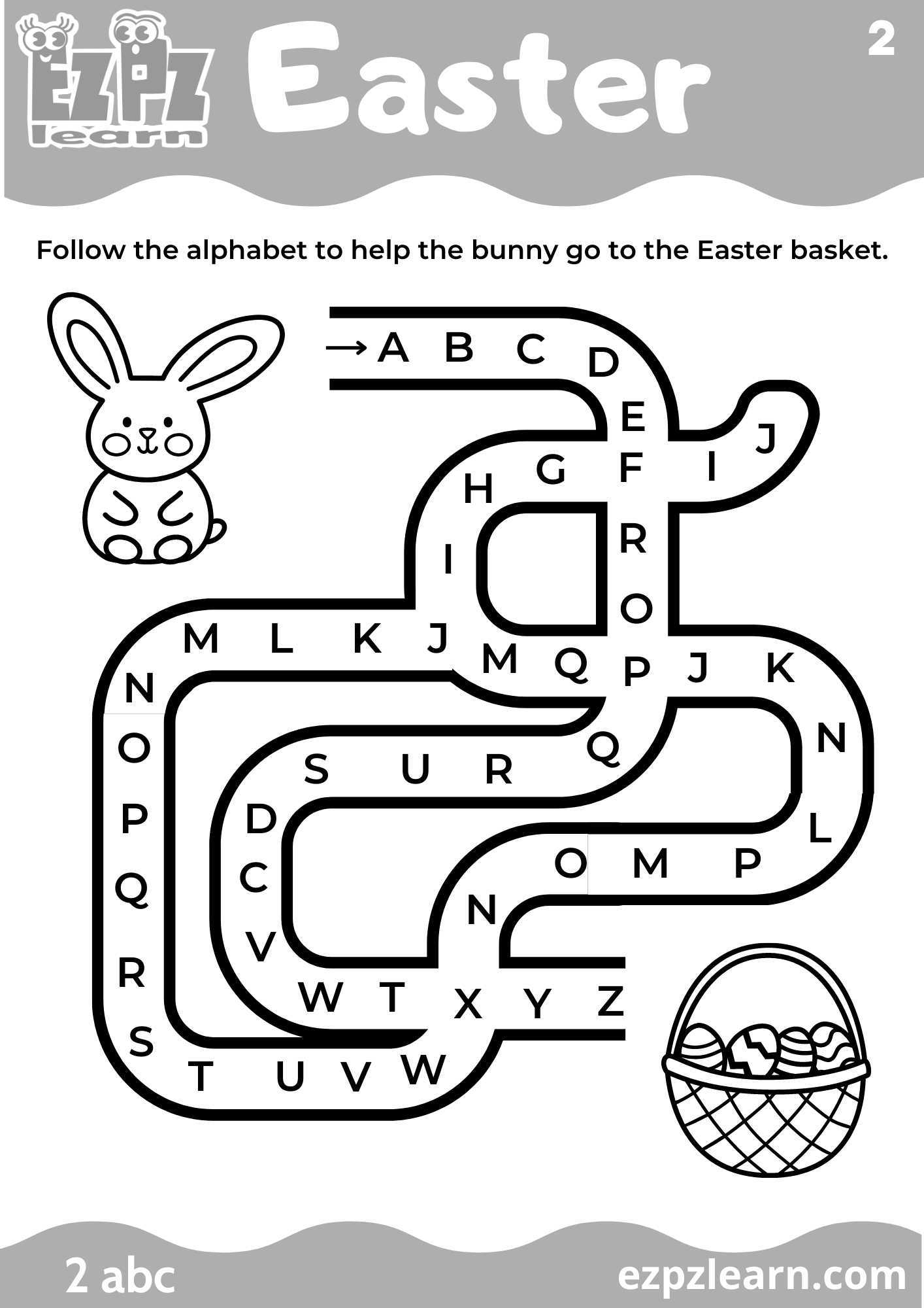 Follow the Alphabet Easter Holiday Maze - Ezpzlearn.com