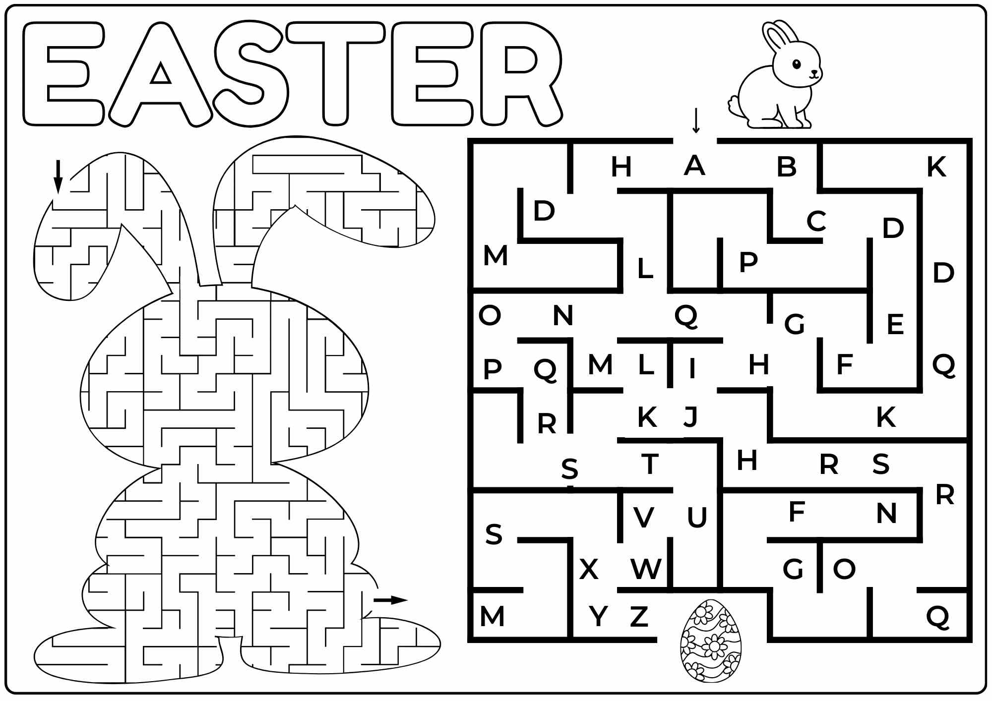 Easter Bunny Maze Follow the ABCs & Find the Basket Free PDF ...