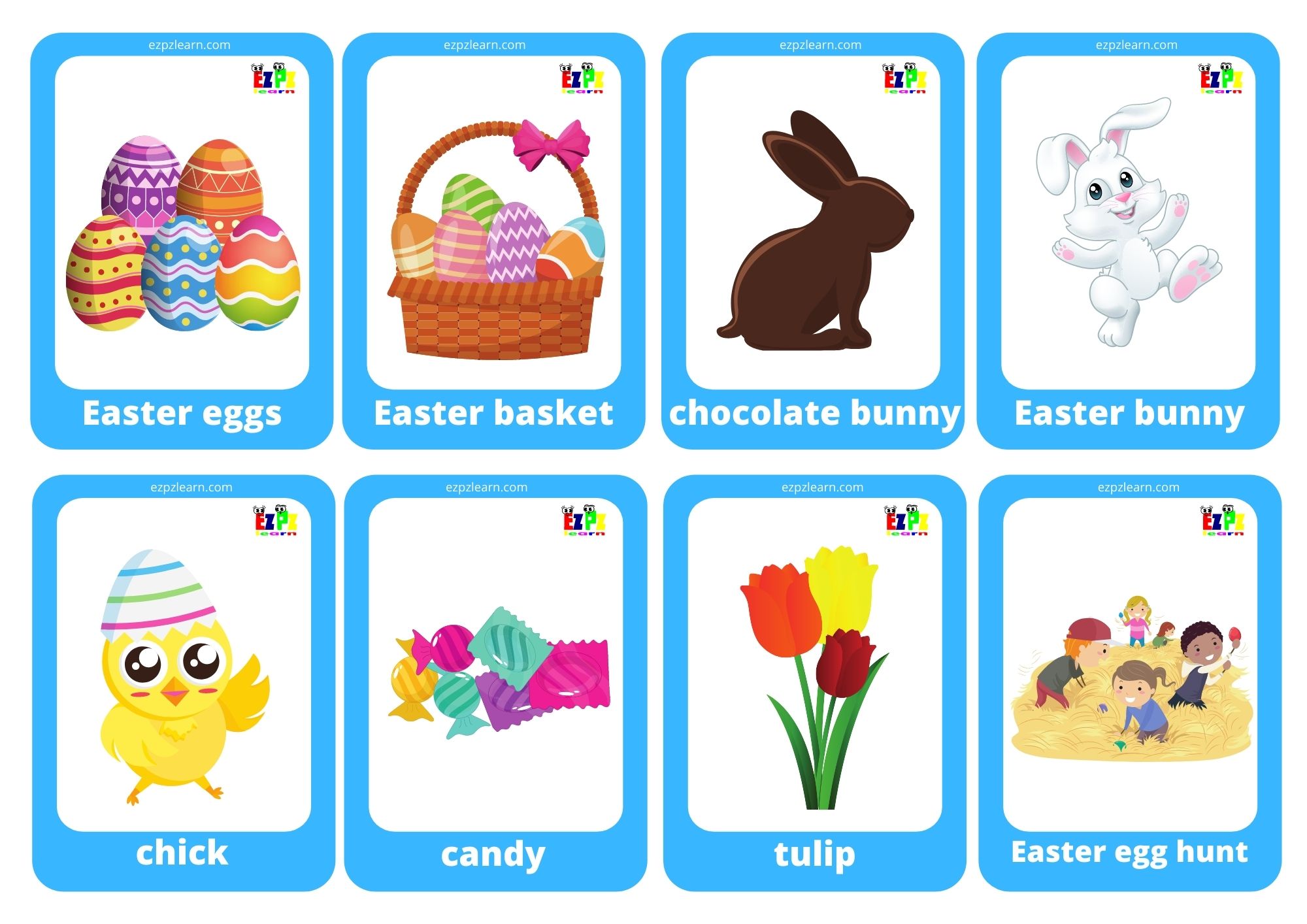Easter Game Cards / Mini Flashcards - Ezpzlearn.com