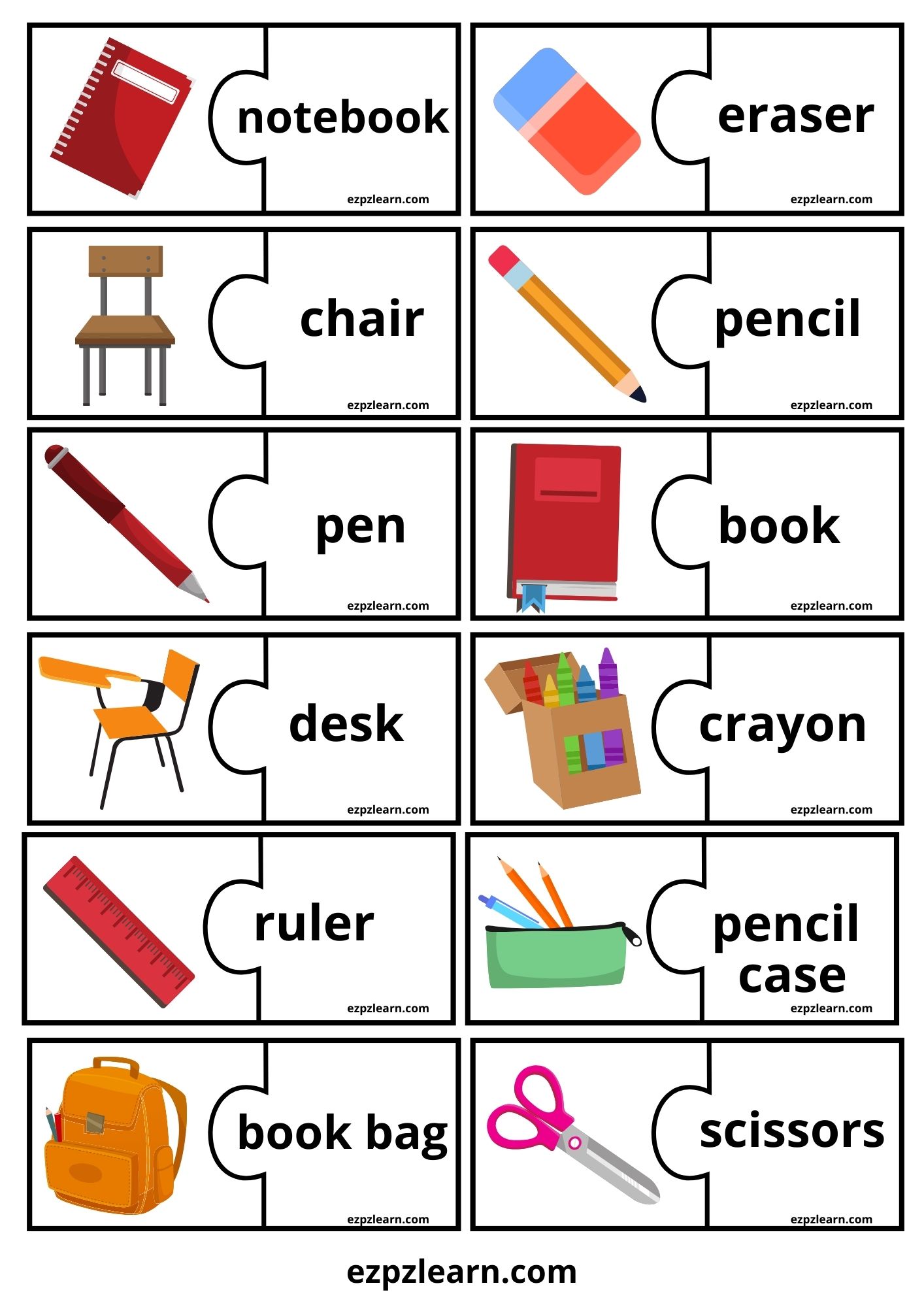 Classroom Objects - Ezpzlearn.com
