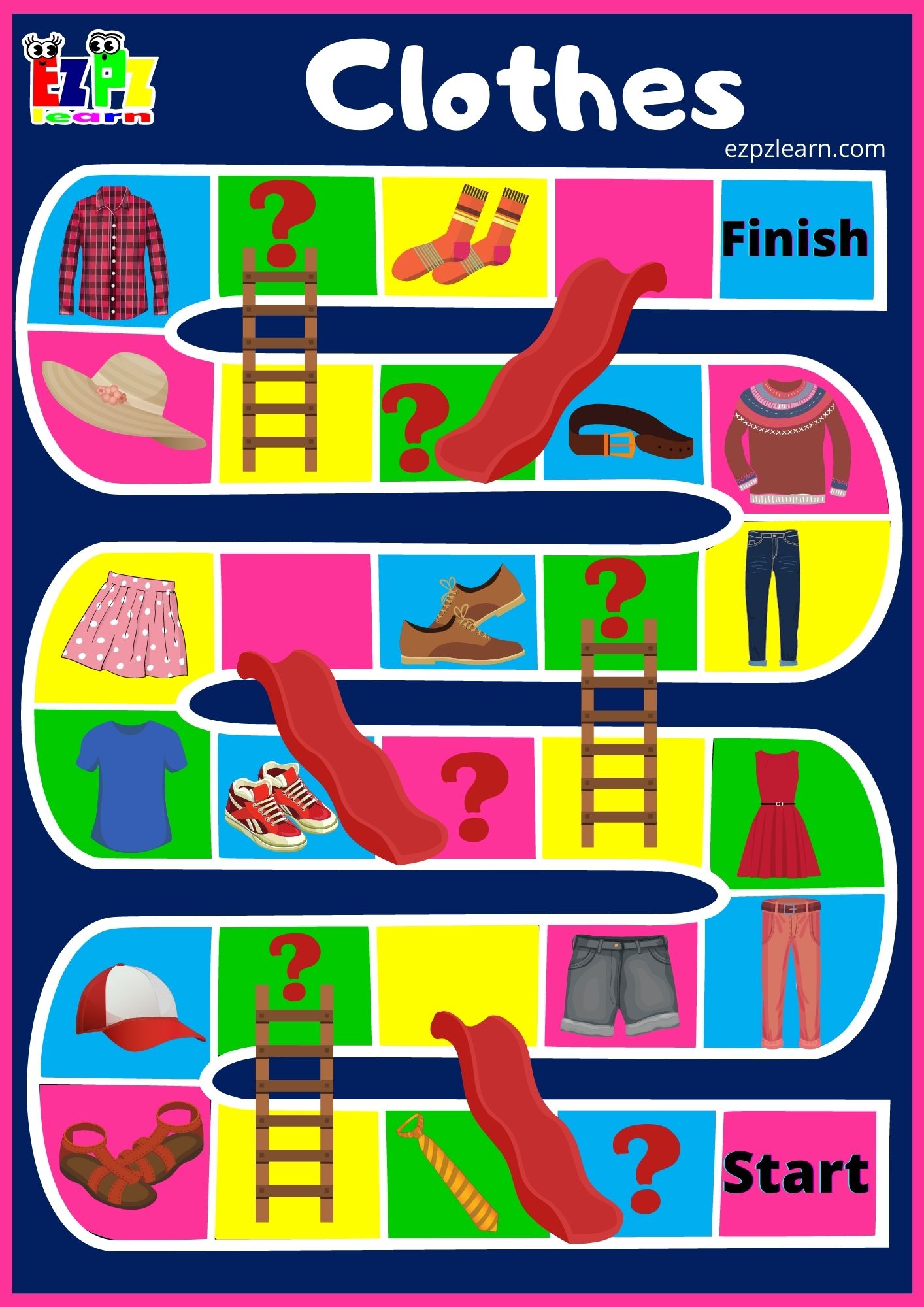 Clothes Slides and Ladders Game - Ezpzlearn.com