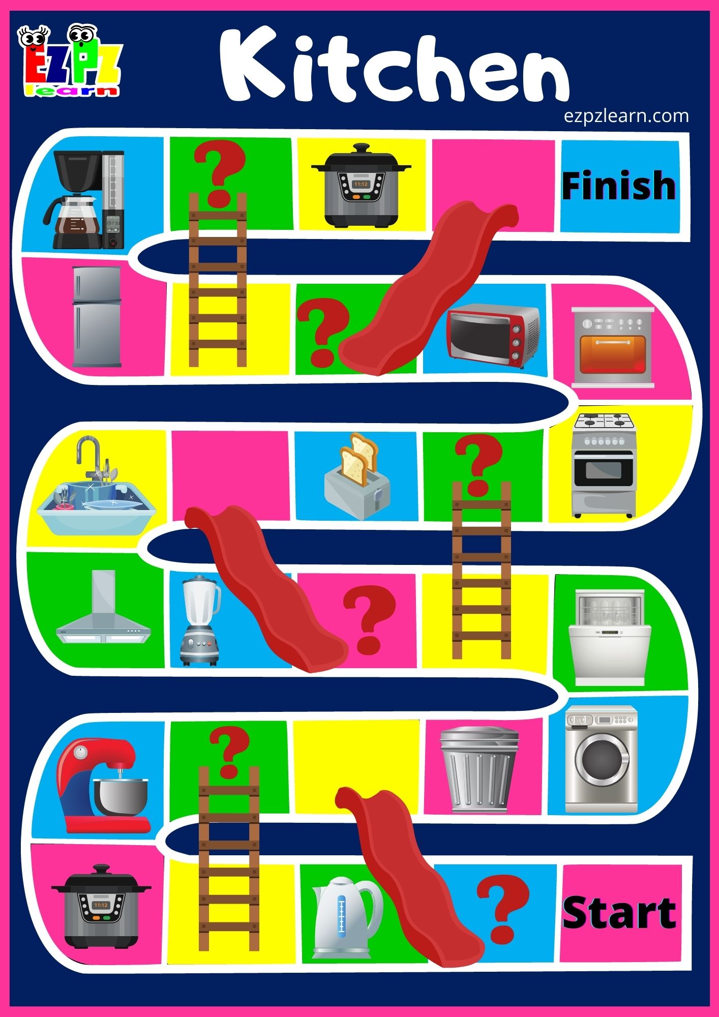 Kitchen1 Slides and Ladders Game - Ezpzlearn.com