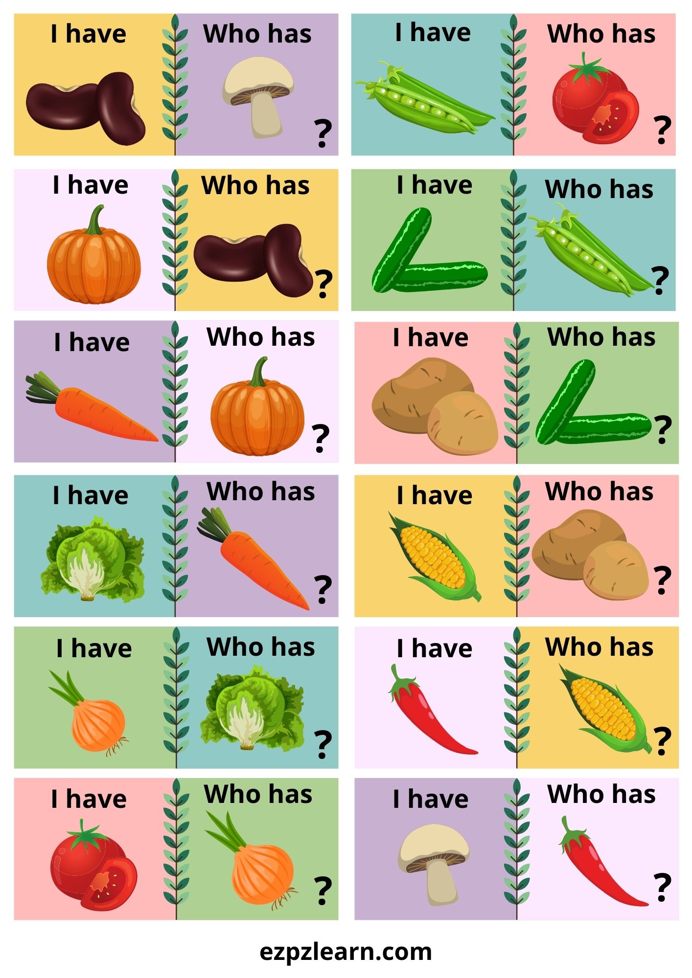 Vegetables - Ezpzlearn.com