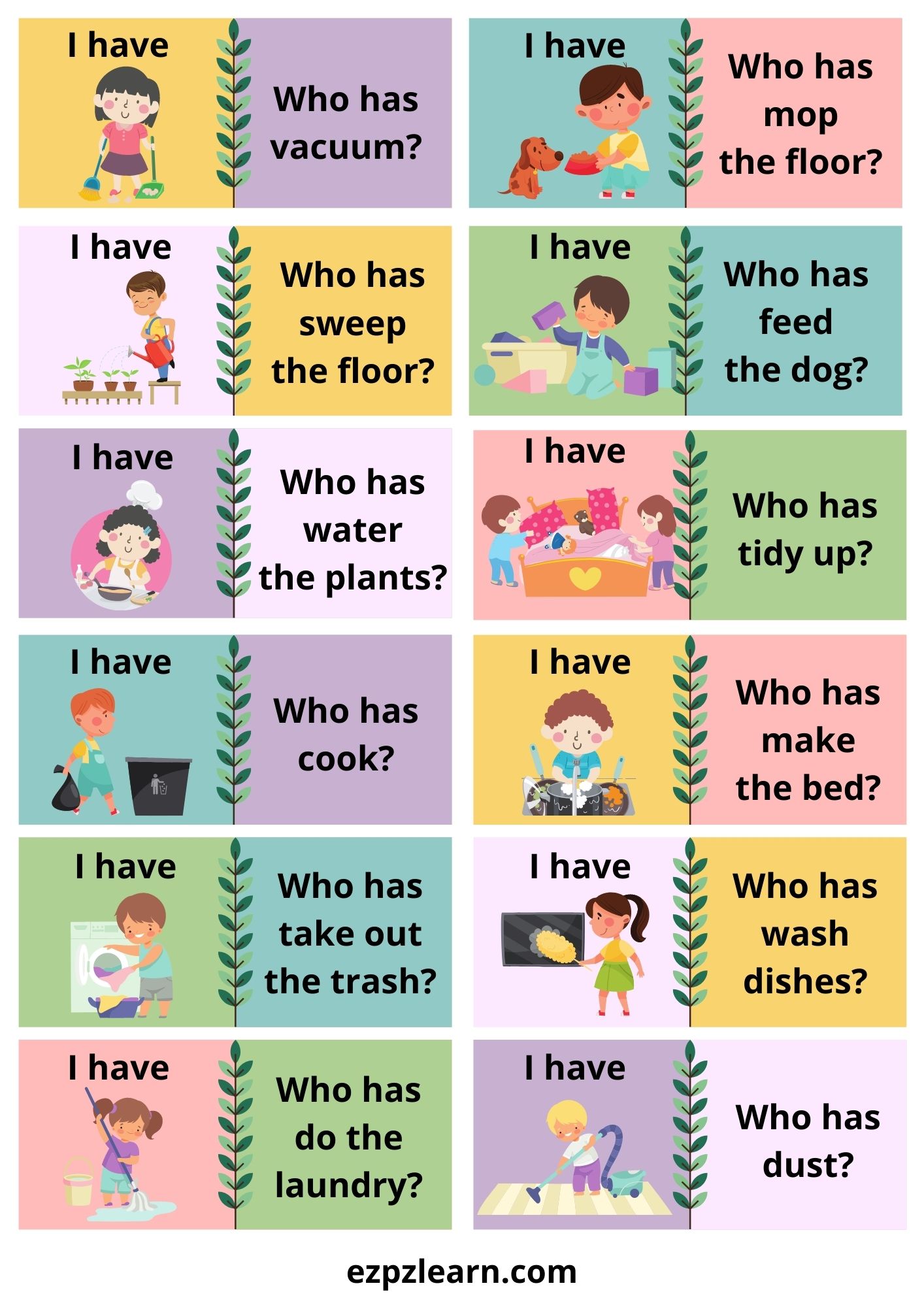 Chores - Ezpzlearn.com