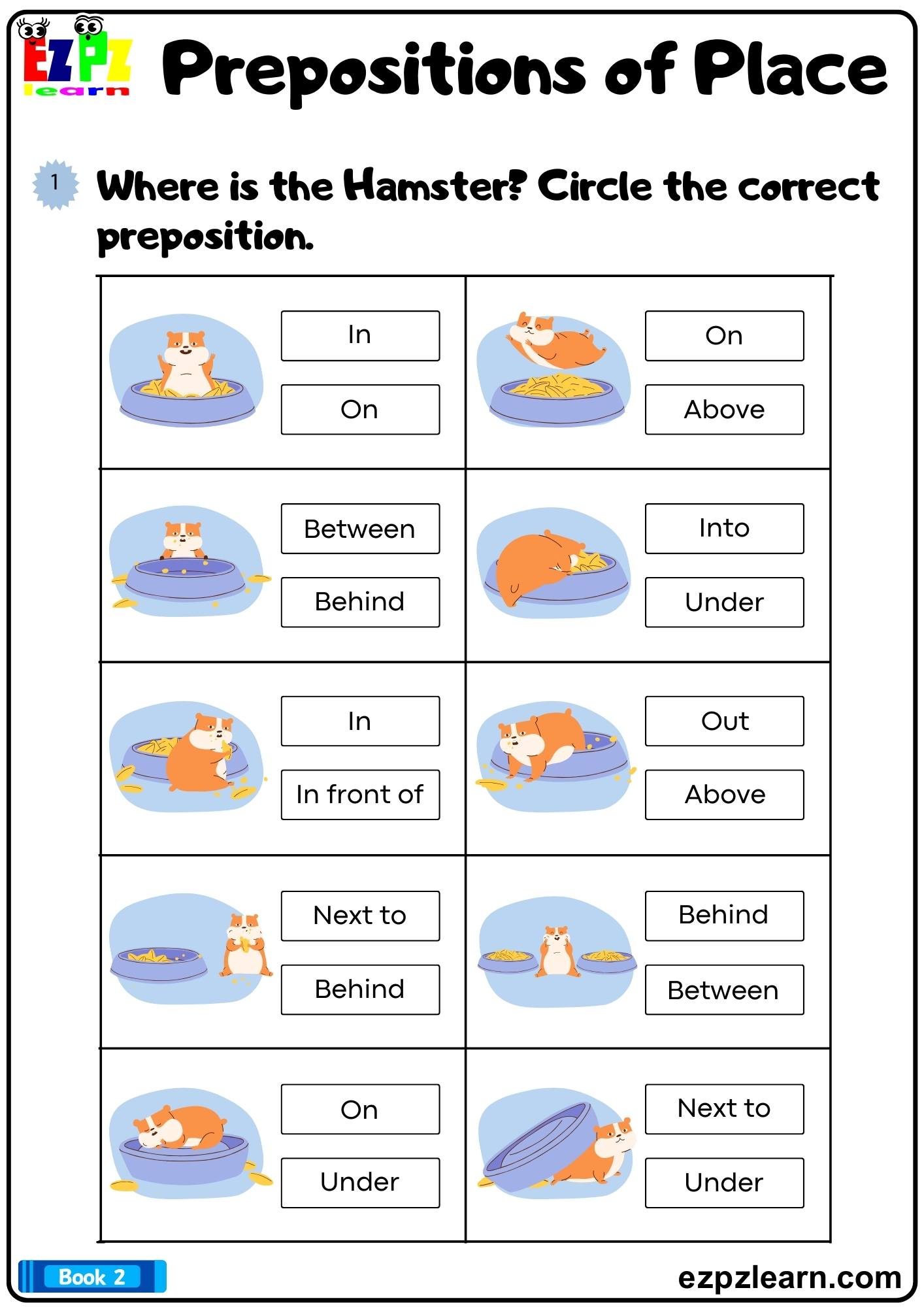 Prepositions of Place Circle the Correct Preposition Bk2 Grammar ...