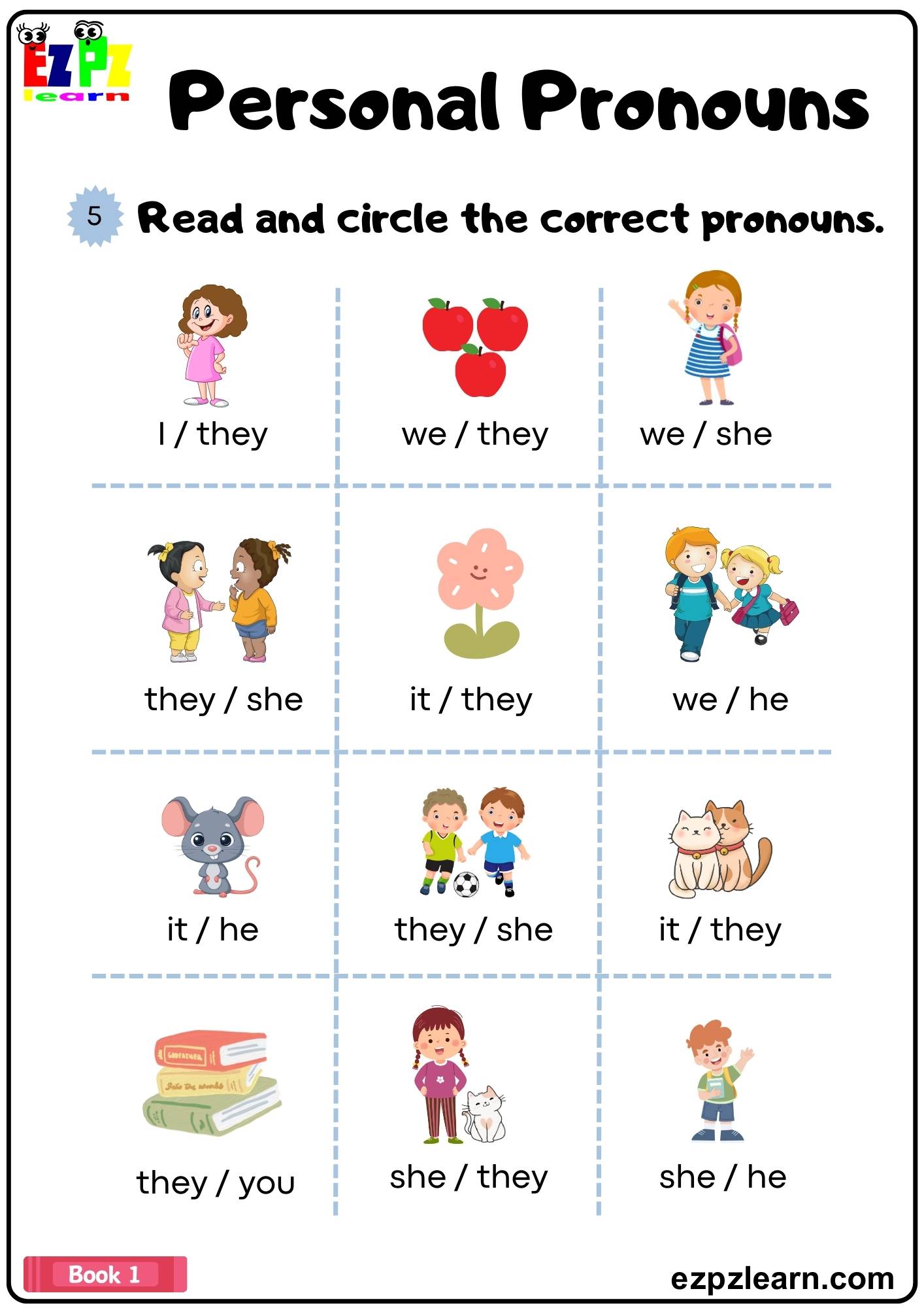 Personal Pronouns Read and Circle the Correct Pronouns Grammar ...