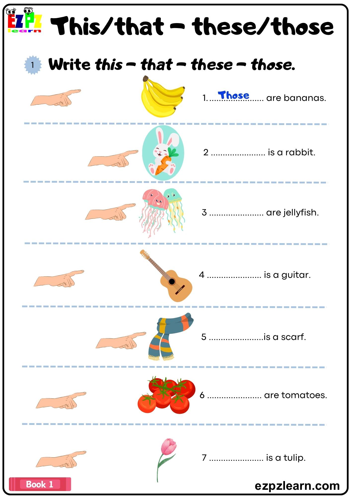 This/That These/Those Fill in the Blanks Grammar Worksheet - Ezpzlearn.com