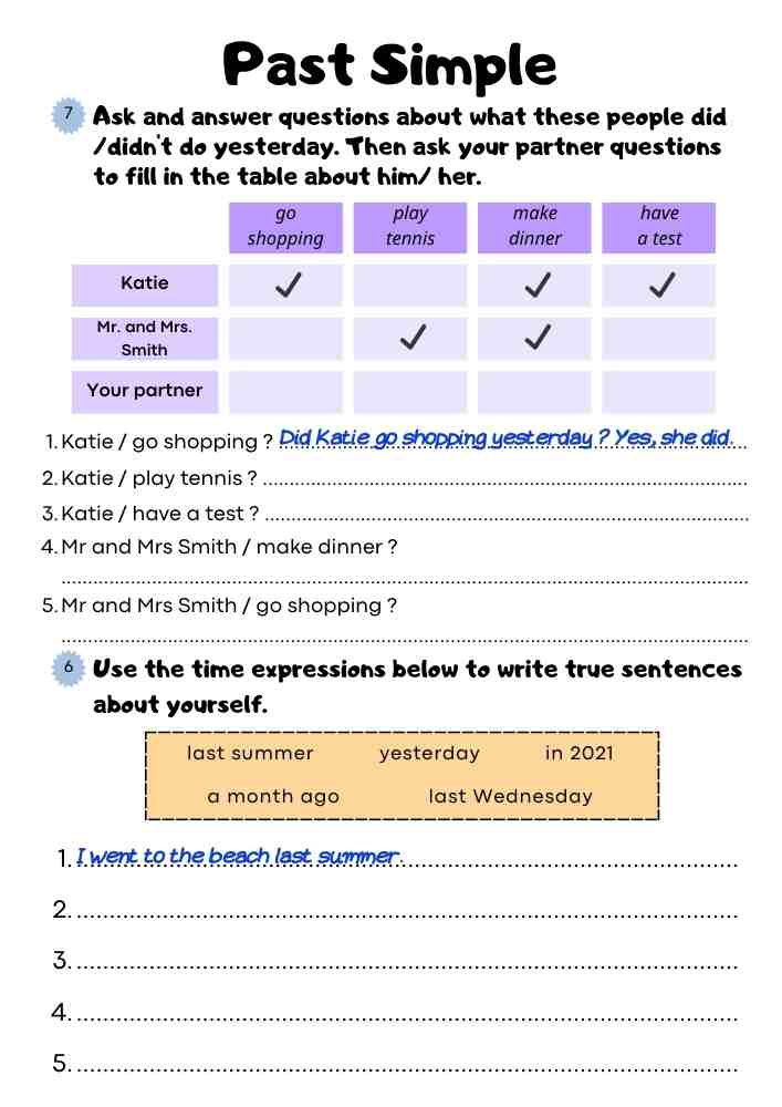 Simple Past - Ezpzlearn.com