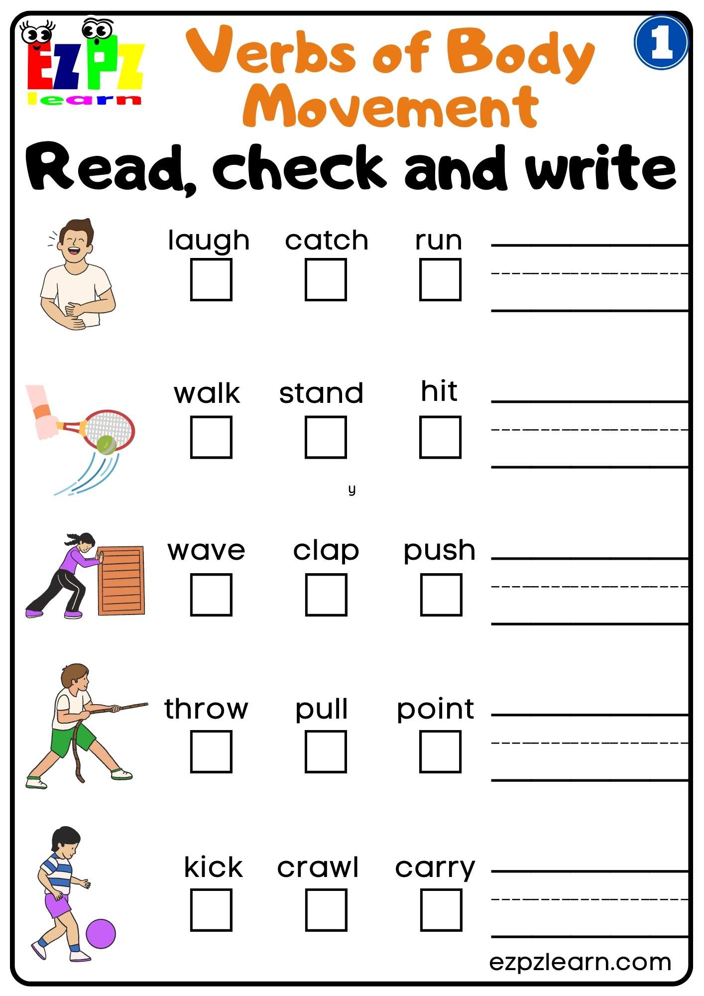 Verbs of Body Movement - Ezpzlearn.com