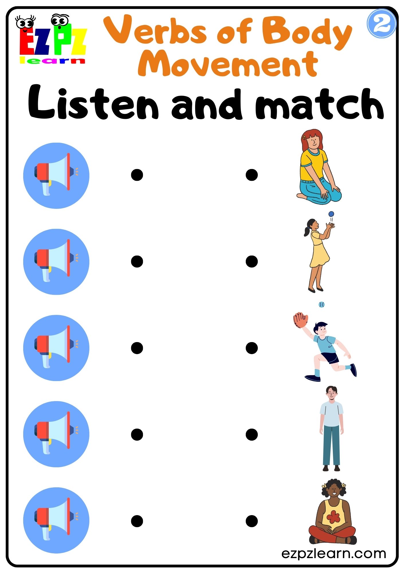 Verbs of Body Movement Interactive Vocabulary Worksheet Listen and ...