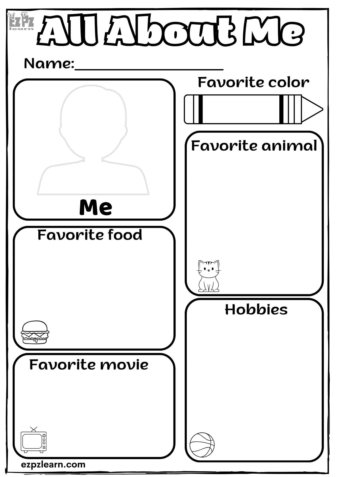 All About Me Self Introduction Kindergarten Practice Activity ...