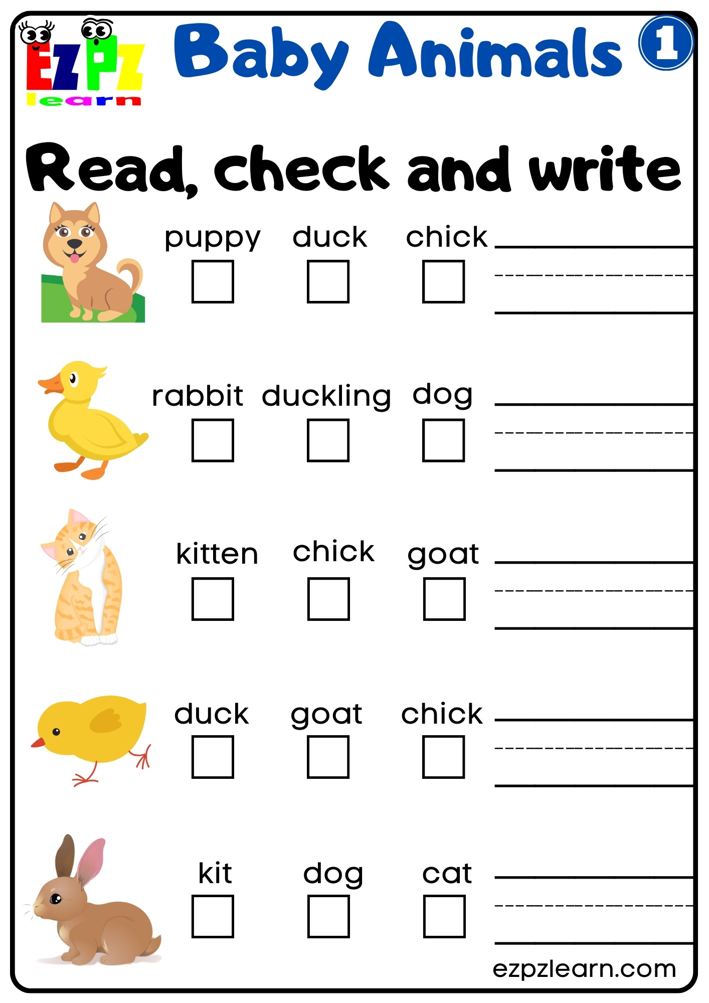 Baby Animals - Ezpzlearn.com
