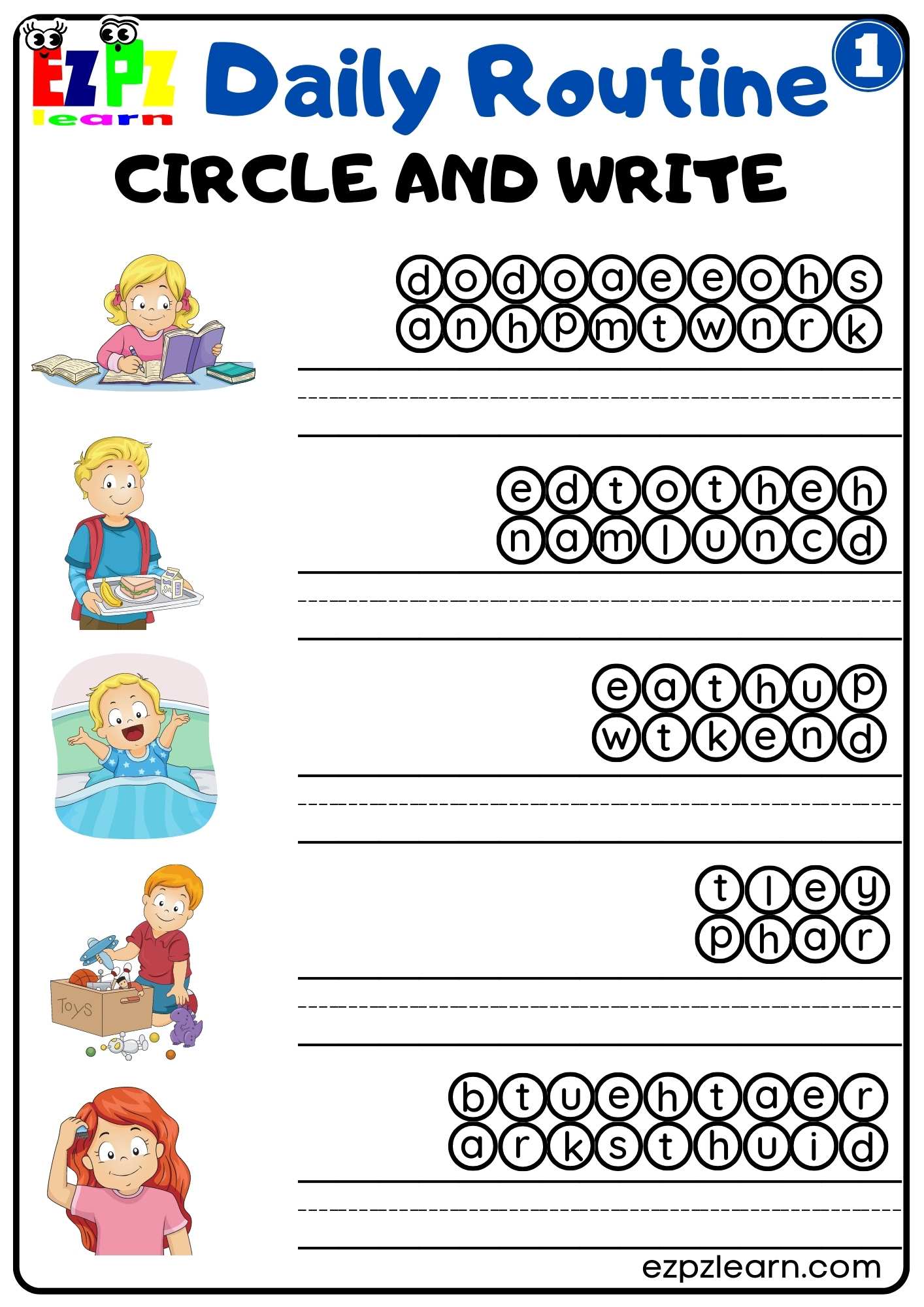 Daily Routine - Ezpzlearn.com