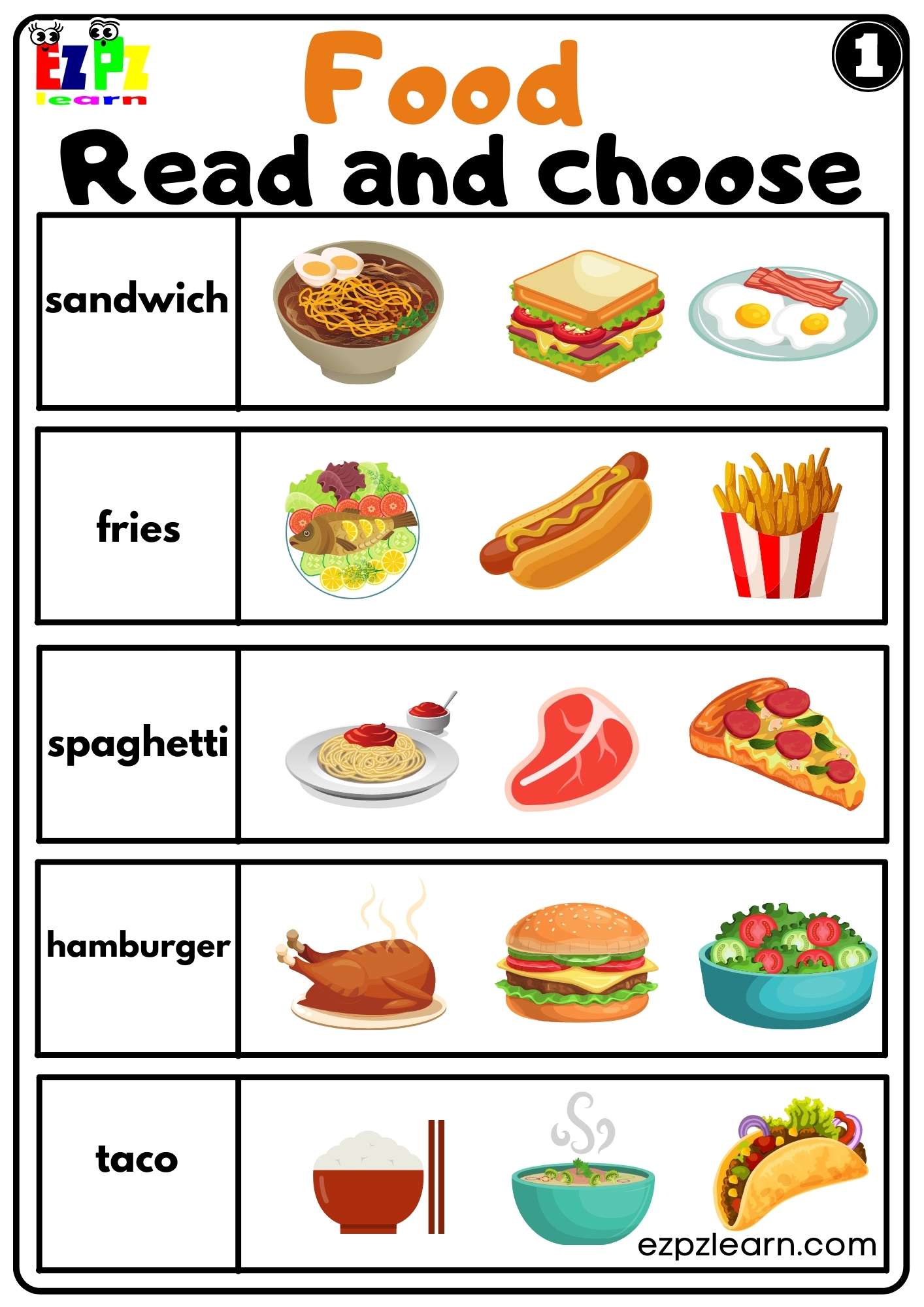 Food - Ezpzlearn.com