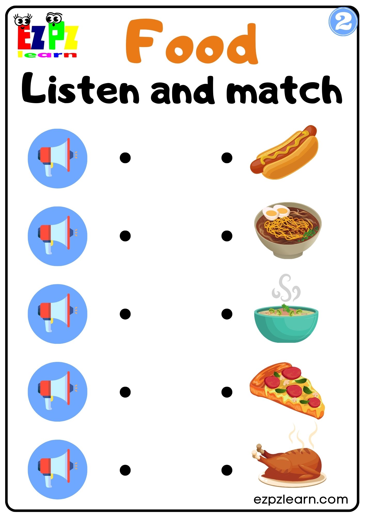 Interactive Food Worksheet Listen and Match the Correct Images Activity ...