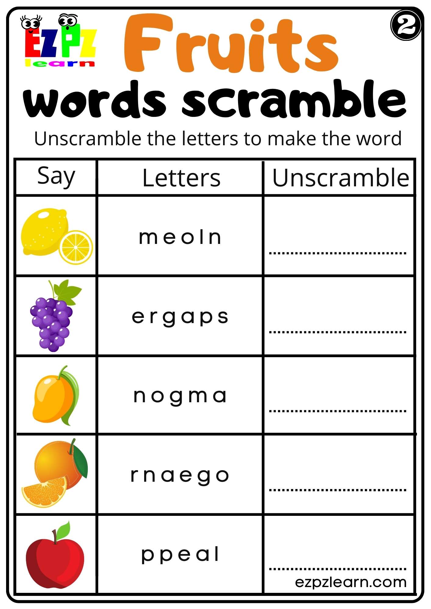 Fruit - Ezpzlearn.com
