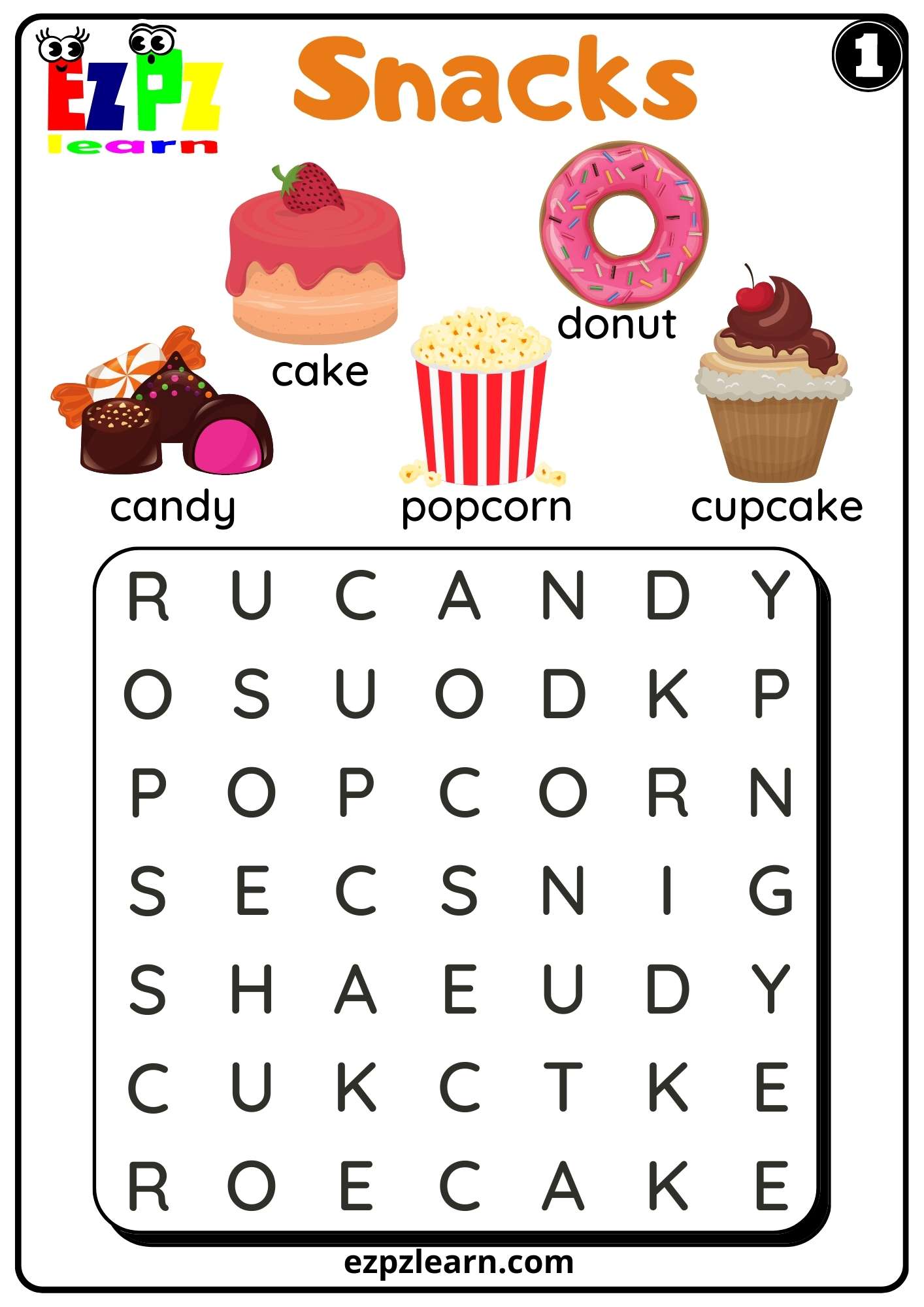 Snacks Desserts - Ezpzlearn.com
