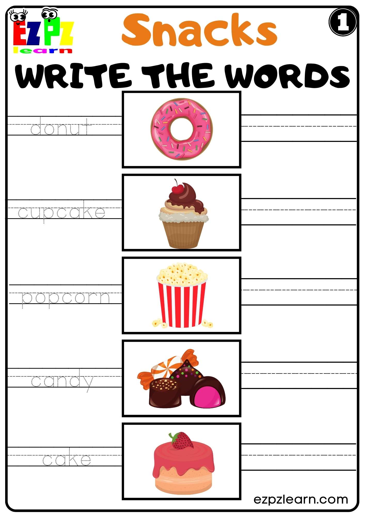 Snacks Desserts - Ezpzlearn.com