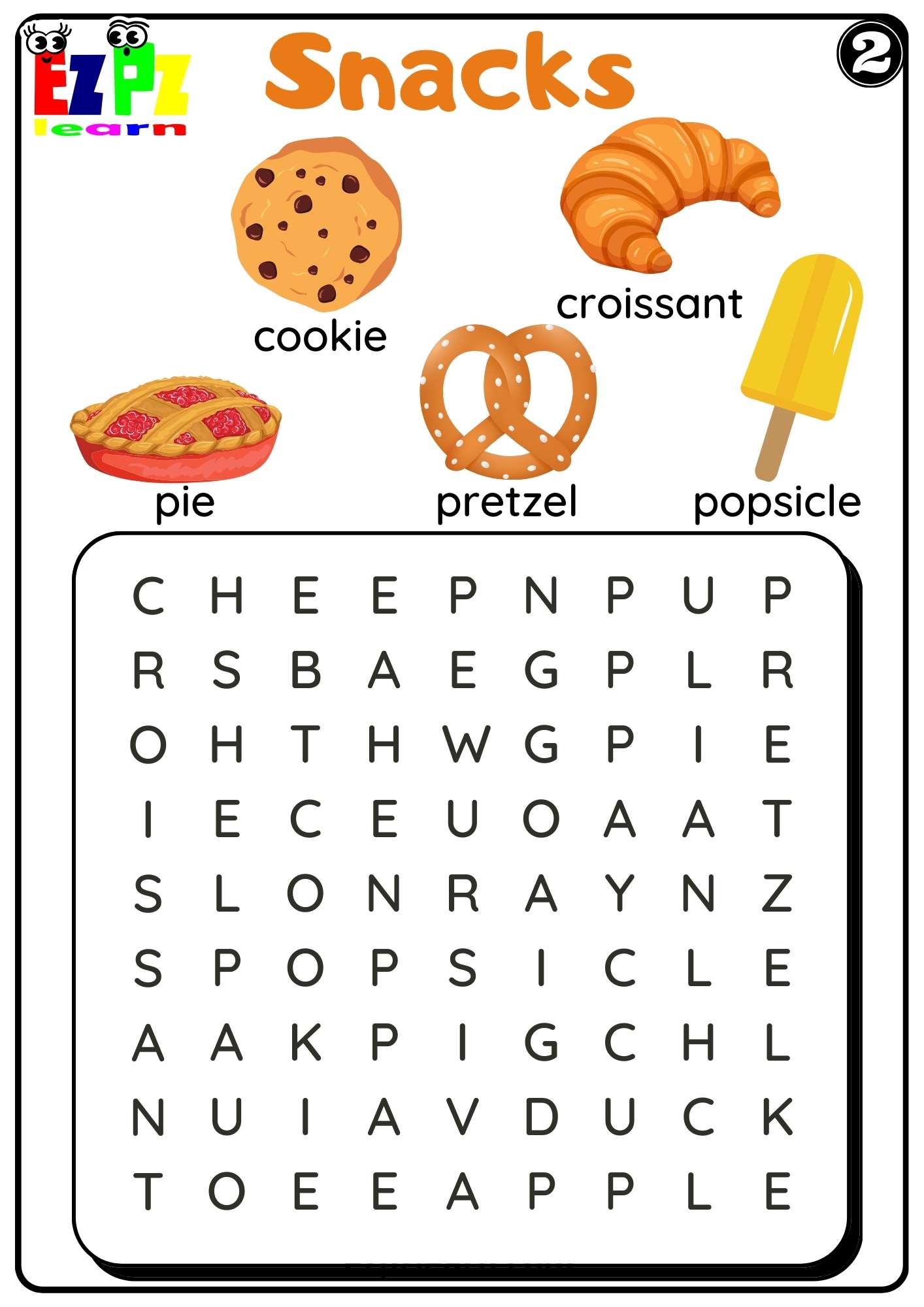 Snacks Desserts - Ezpzlearn.com