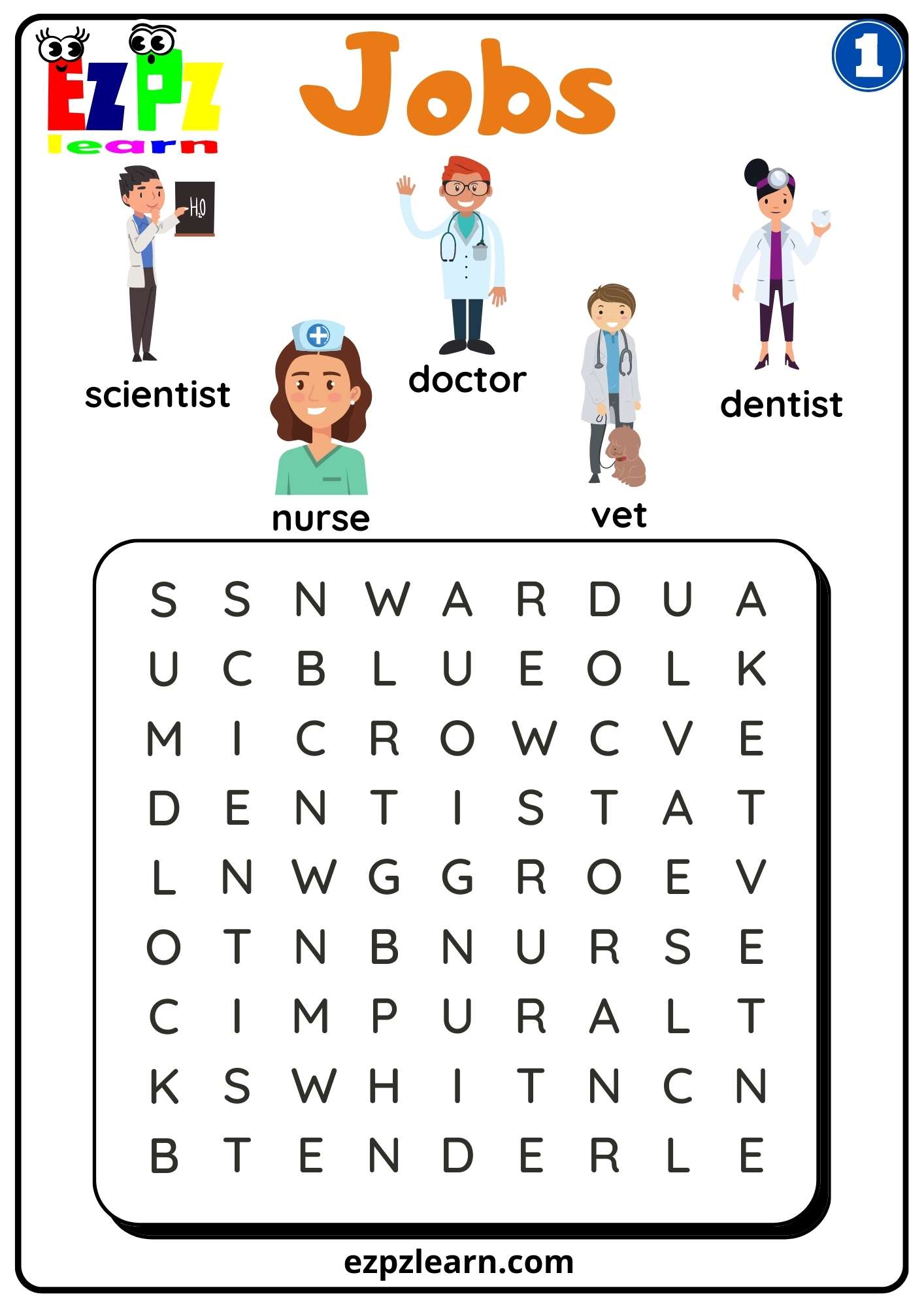 G1 Jobs Word Search for K5 and ESL Students Free PDF Download ...