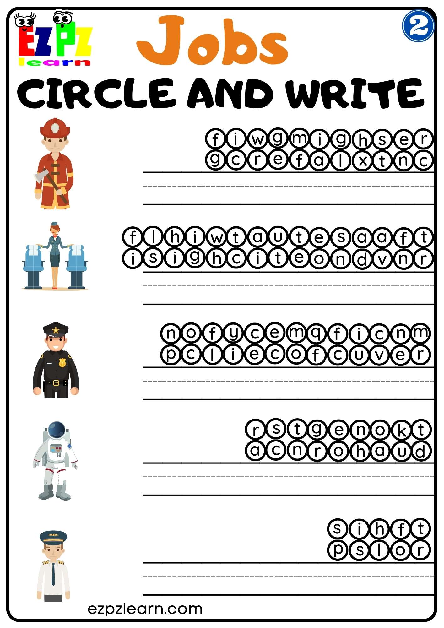 G2 Jobs Circle and Write Worksheet for ESL and K5 Students PDF Download ...
