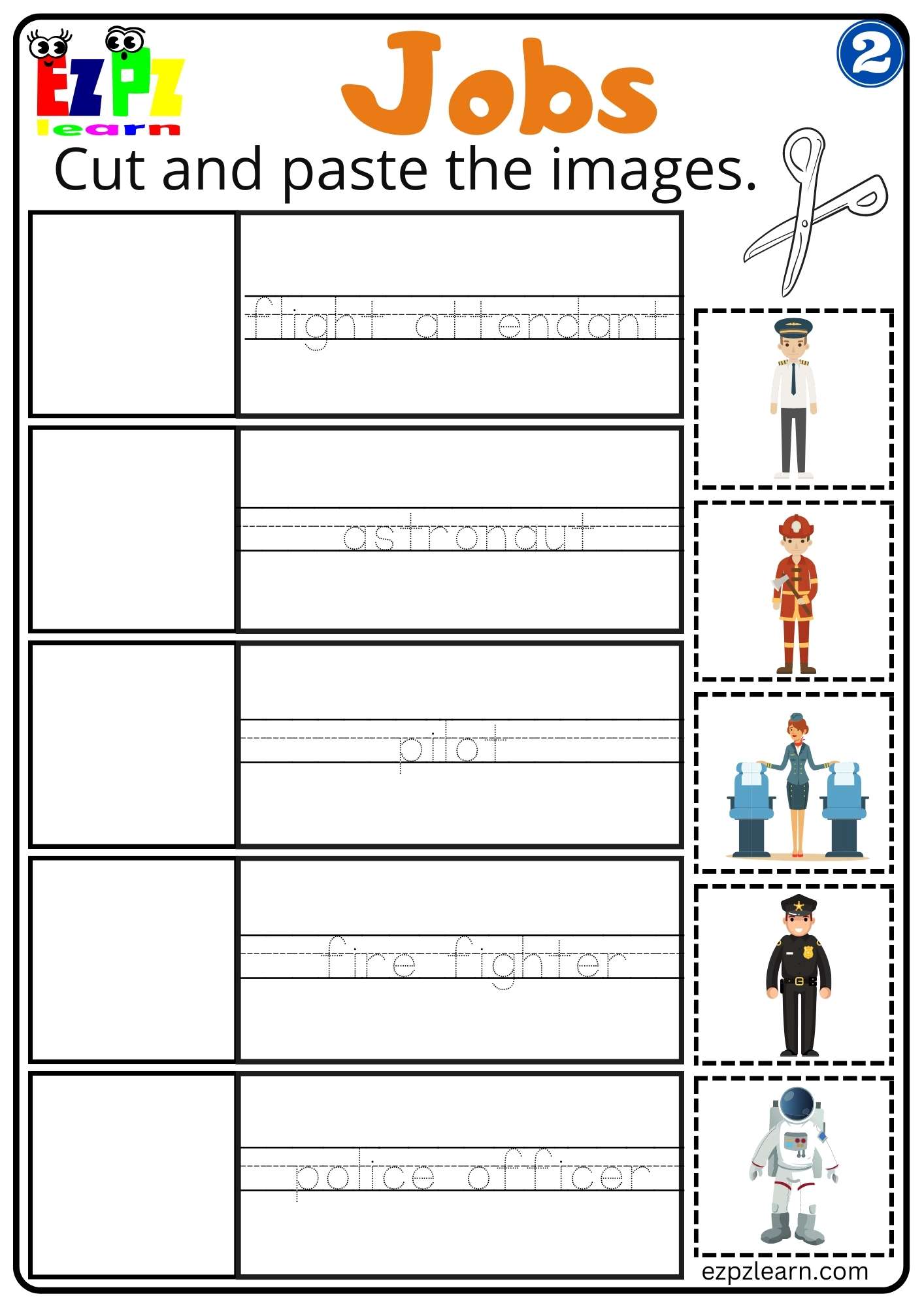 G2 Jobs Cut and Paste Worksheet for ESL and K5 Students PDF Download ...