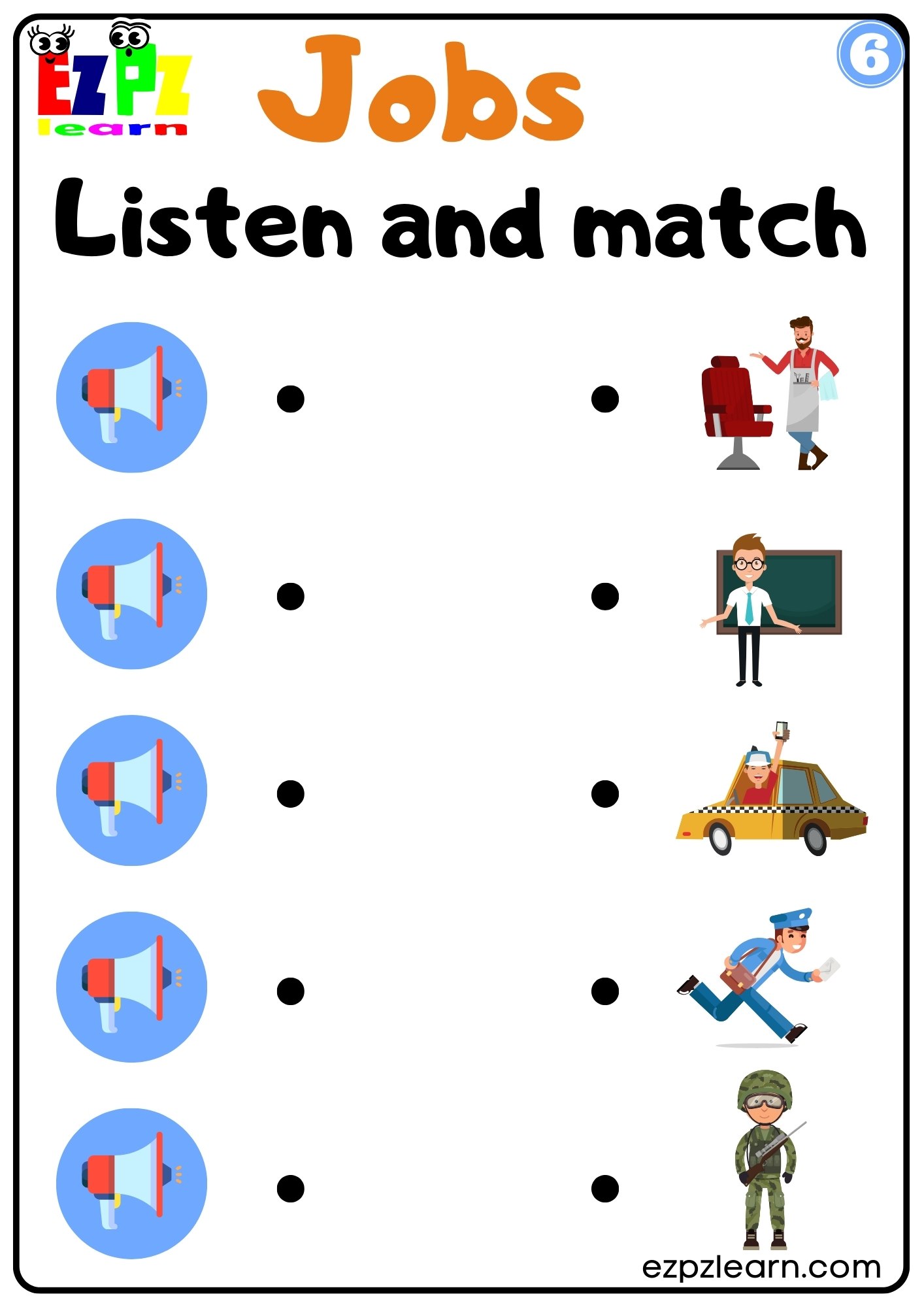 Jobs Vocabulary Interactive Worksheet Listen and Match the Correct ...