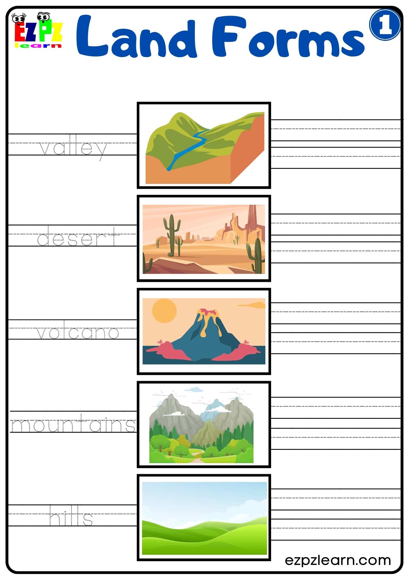 Land and Water Forms - Ezpzlearn.com